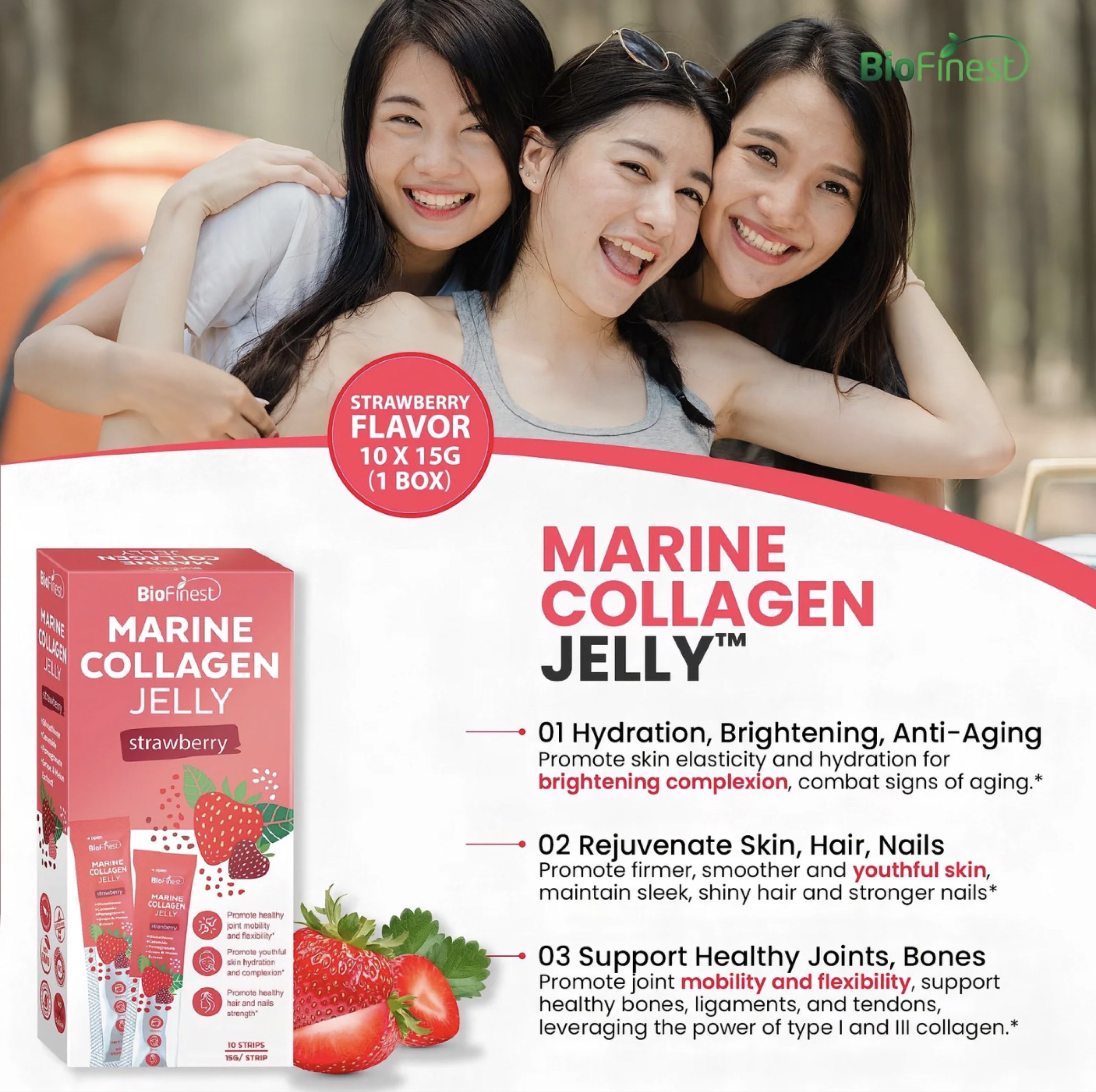 BioFinest Marine Collagen Jelly - Strawberry Flavor, Health & Nutrition ...