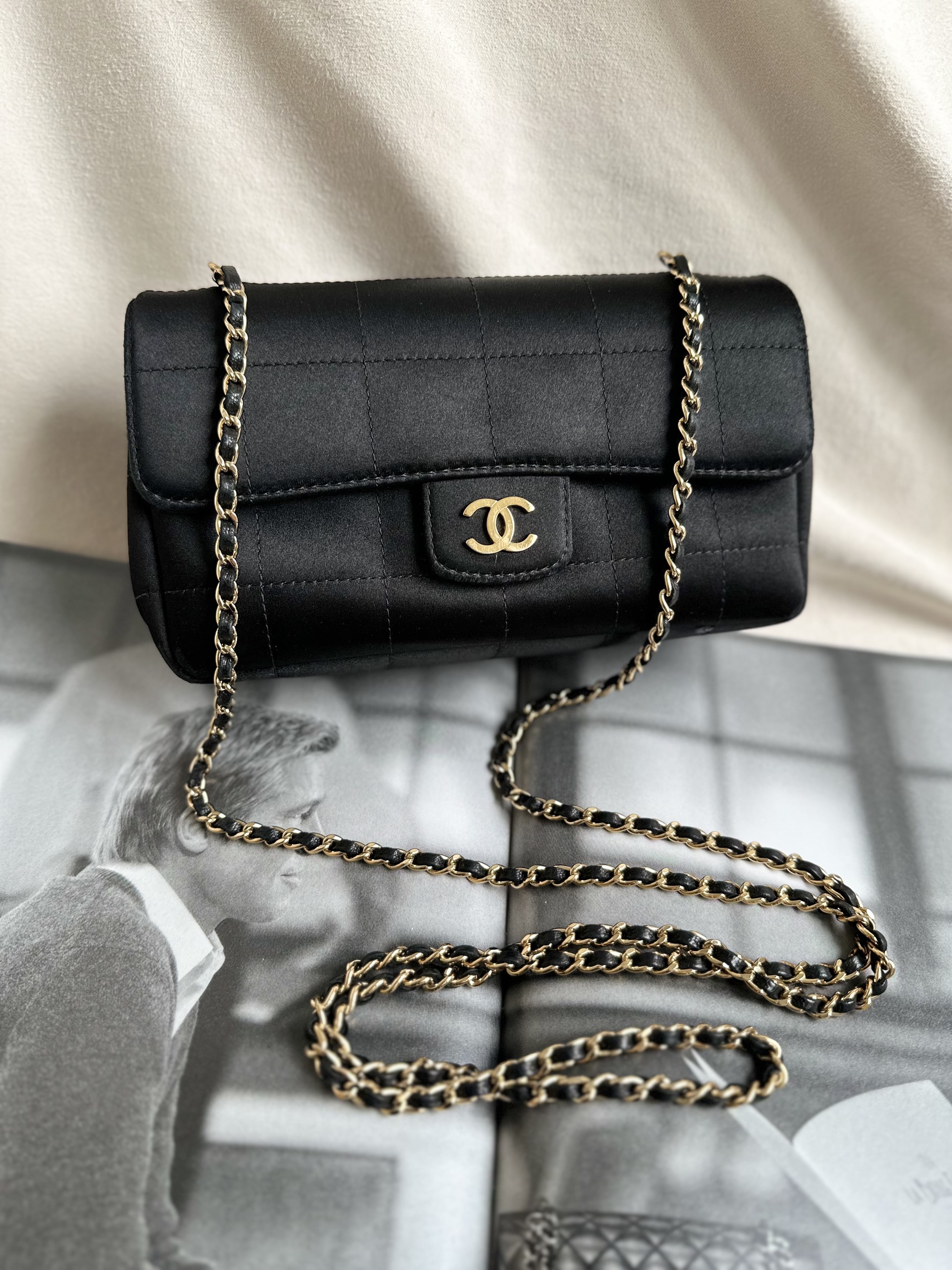 Chanel Quilted Chocolate Bar Mini Rectangle Bag — Black / 24K GHW ...