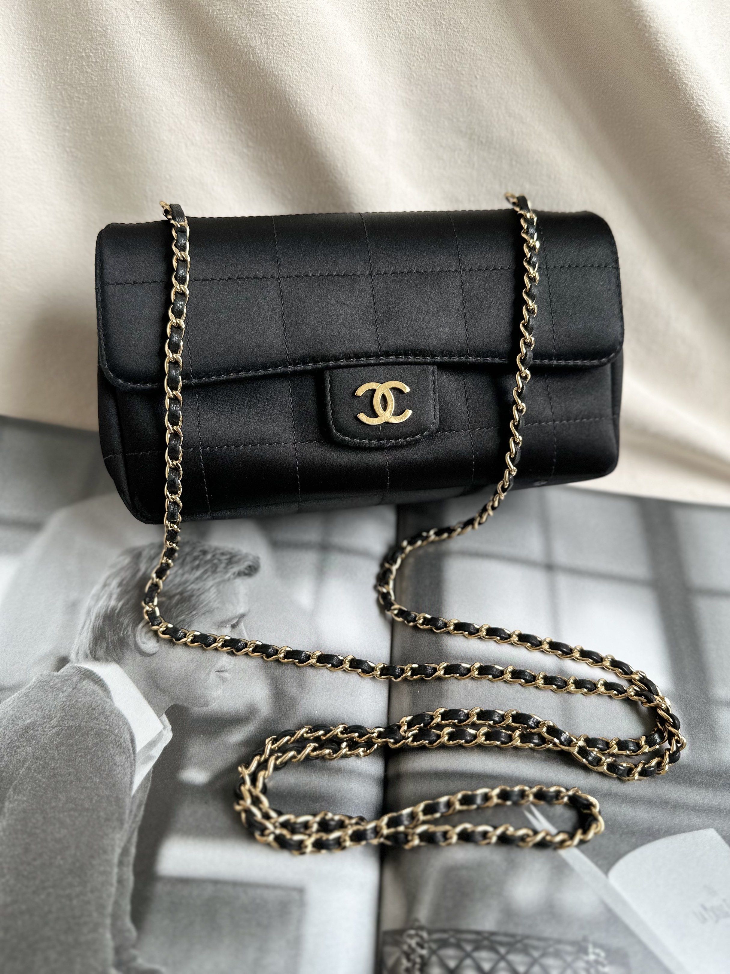 Chanel Quilted Chocolate Bar Mini Rectangle Bag — Black / 24K GHW ...