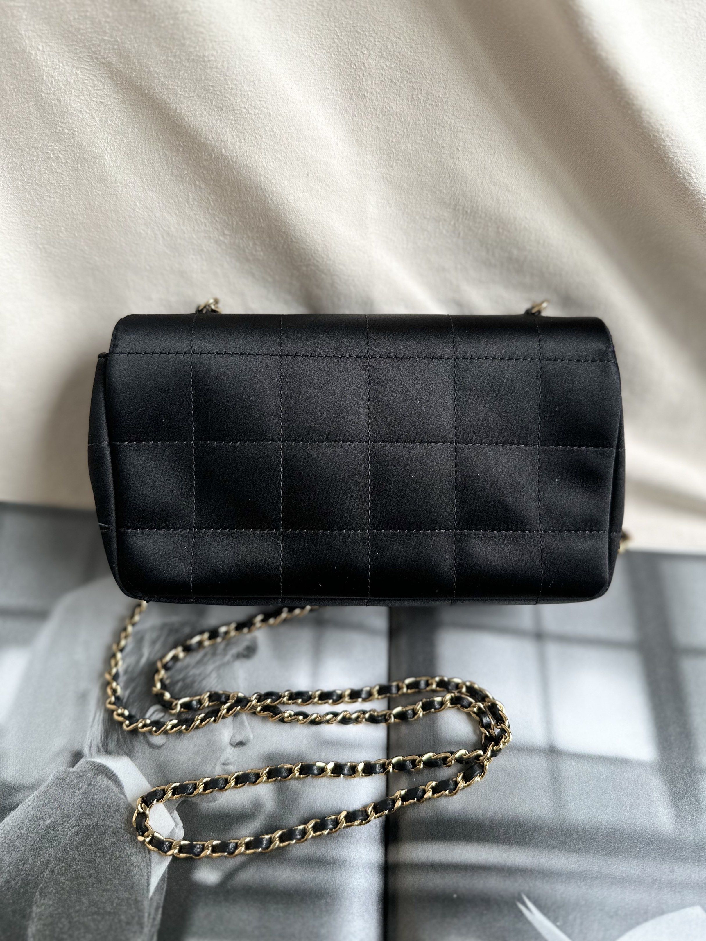 Chanel Quilted Chocolate Bar Mini Rectangle Bag — Black / 24K GHW ...