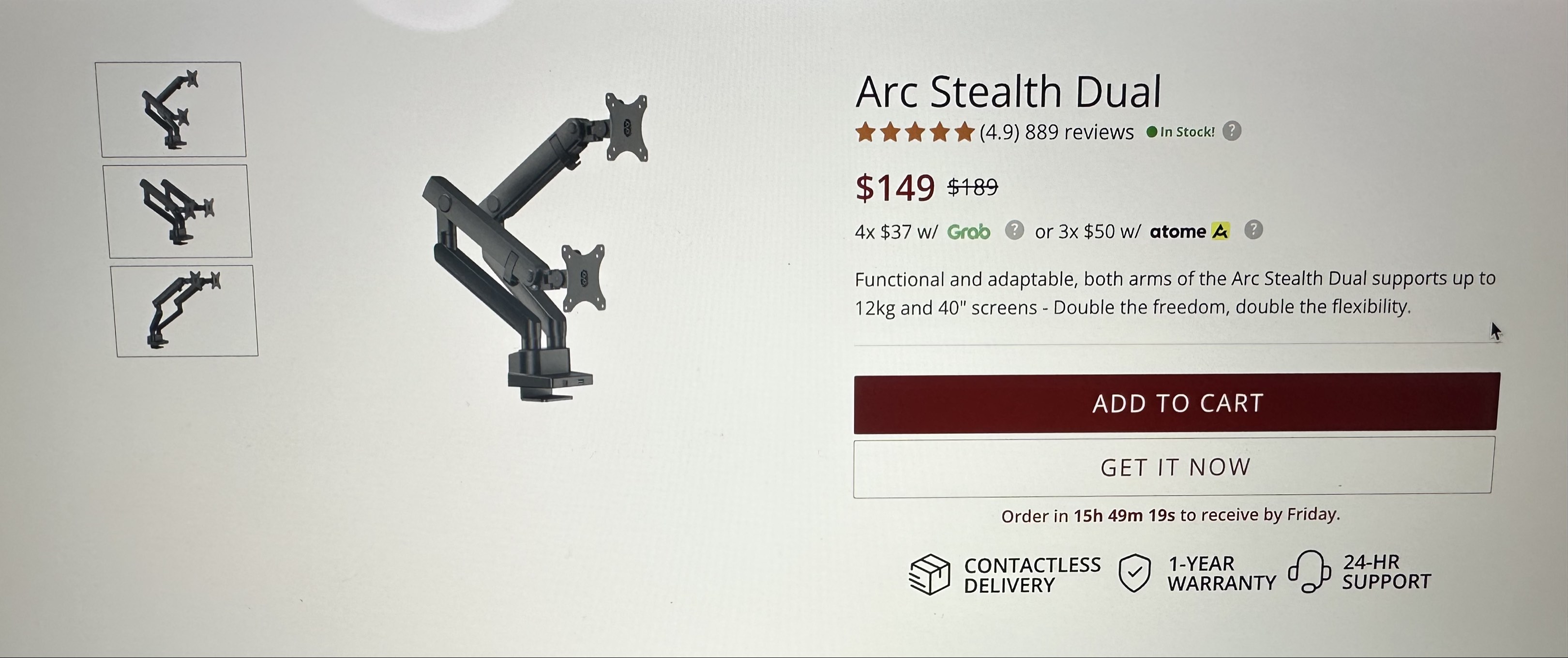 Dual monitor arm, Computers & Tech, Parts & Accessories, Monitor ...