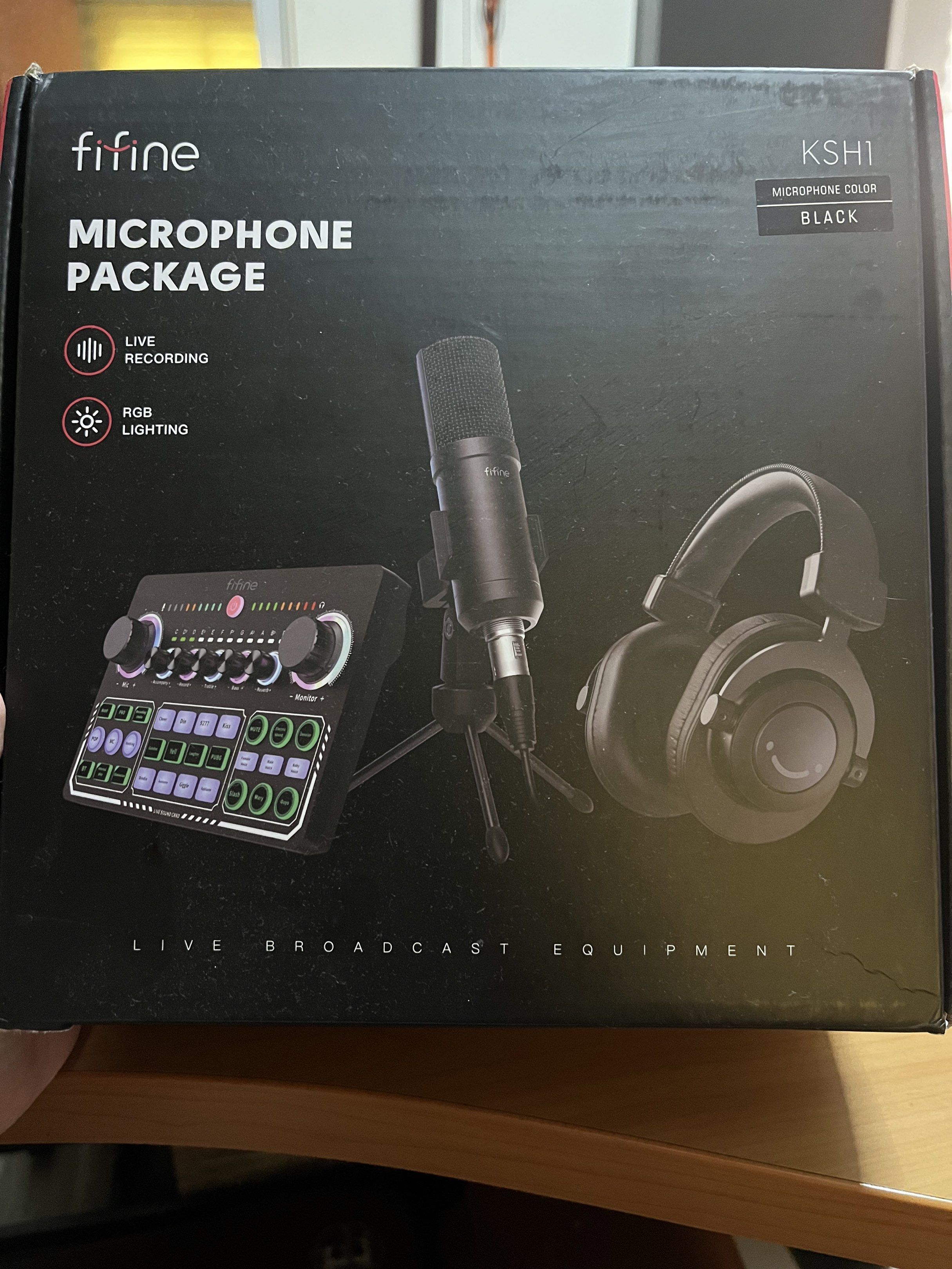 Fifine KSH1 (Microphone, Soundcard, and Headphone Kit), Audio ...