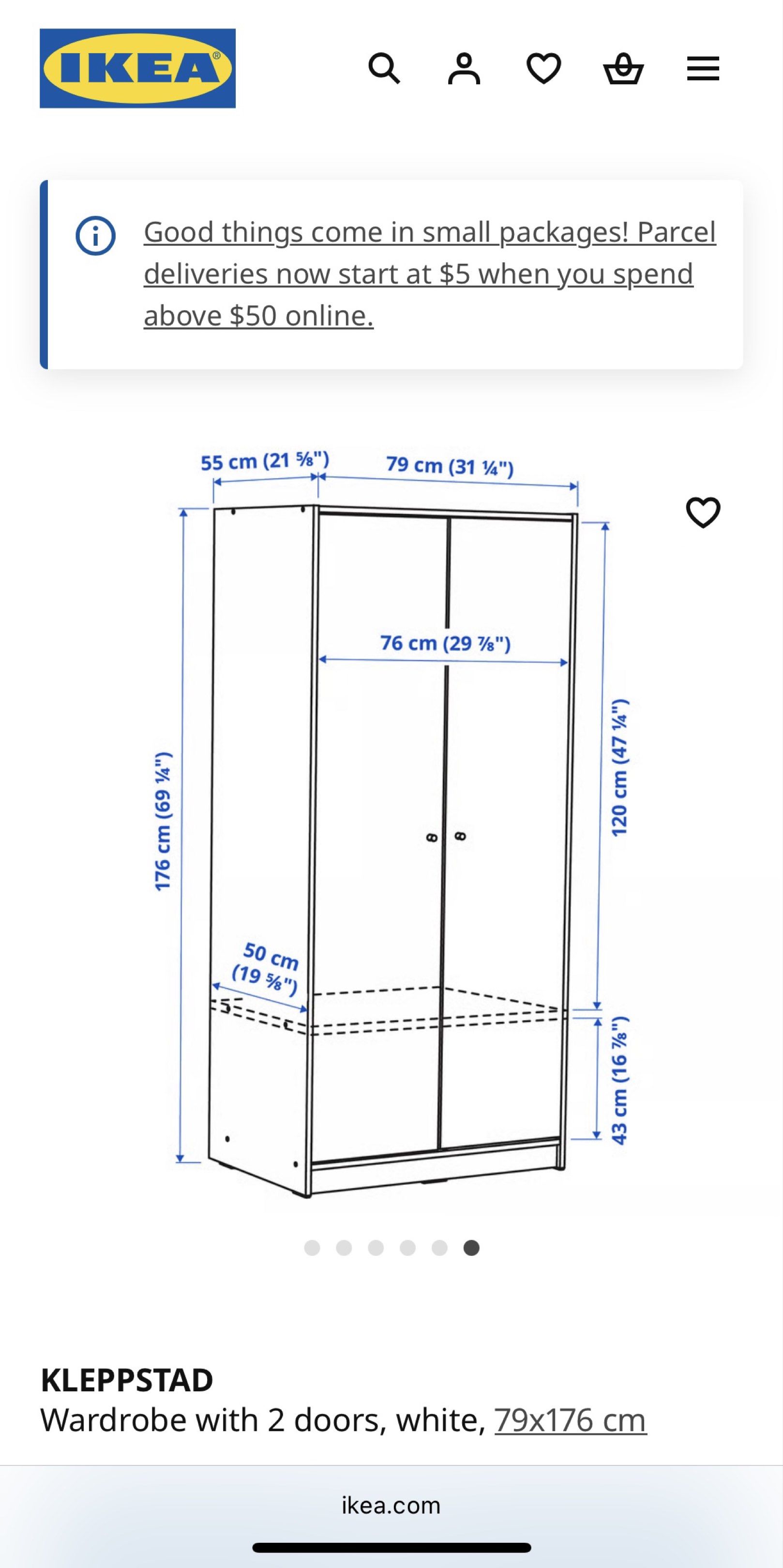 IKEA KLEPPSTAD Wardrobe with 2 Doors - White, Furniture & Home Living ...