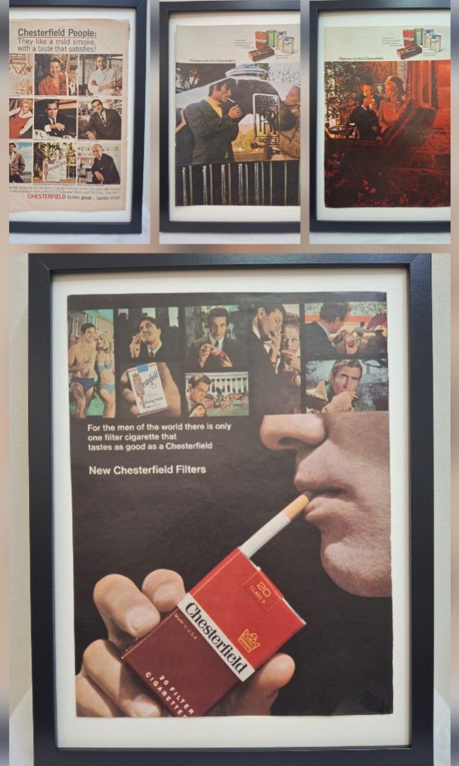 CHESTERFIELD Vintage 1960s Advertisements Ads x4 (Without Picture Frame ...