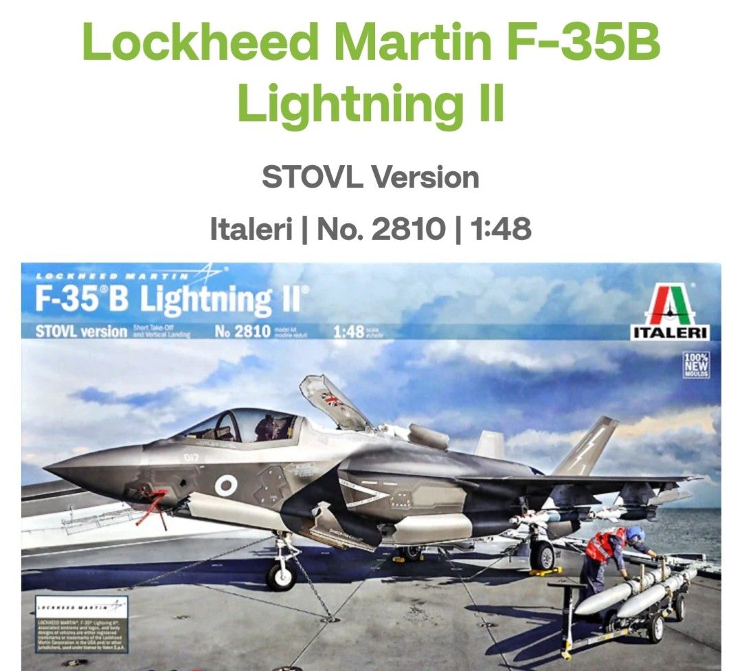 Italeri Lockheed Martin F-35B Lightning II Model Kit, Hobbies & Toys ...