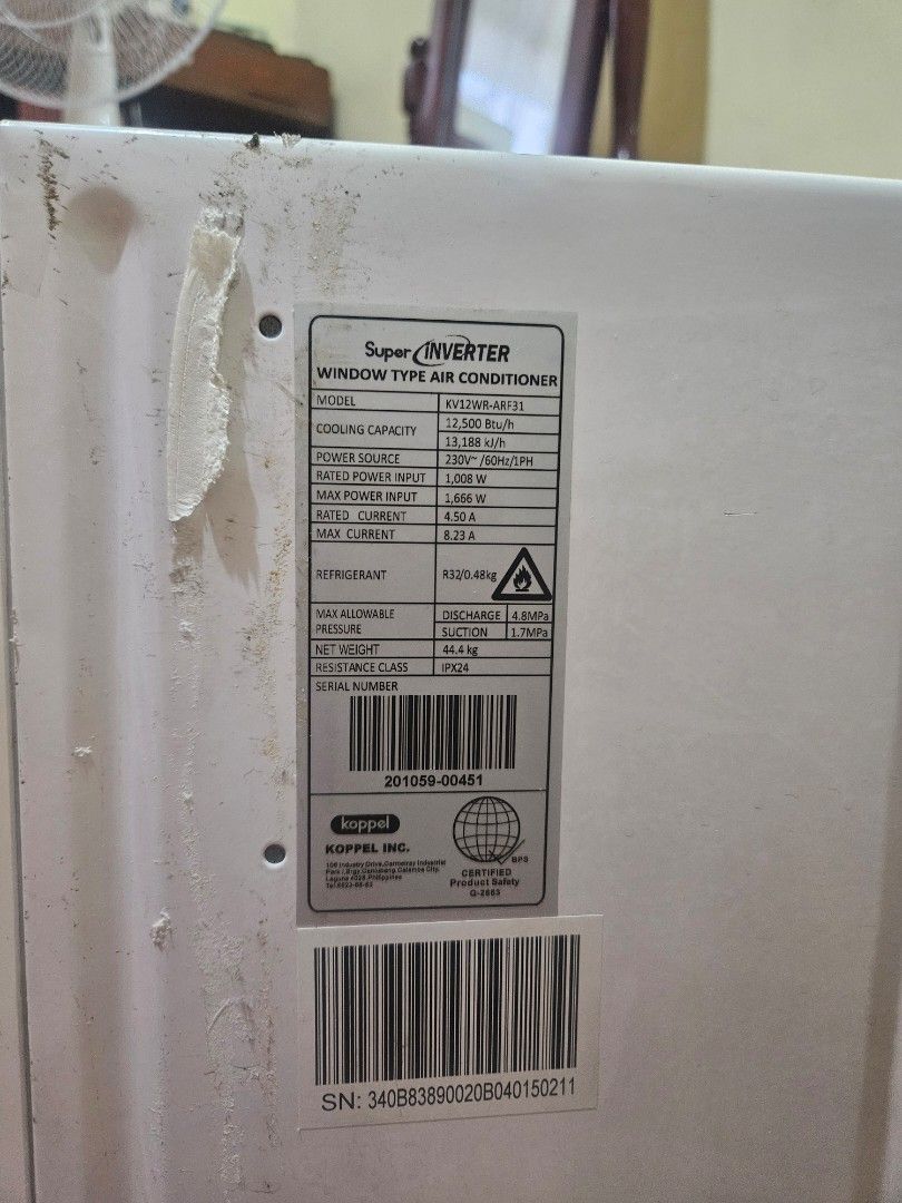 Koppel Super Inverter Window Type Air Conditioner 1.5hp, TV & Home ...