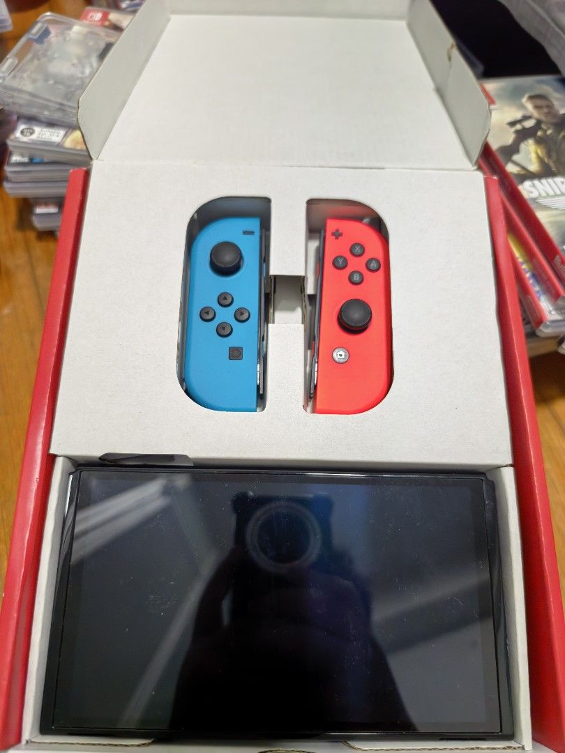 Nintendo Switch OLED Model - Red/Blue Joy-Cons, Video Gaming, Video ...