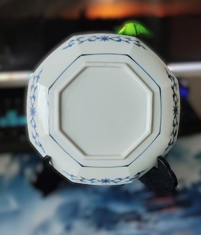 Octagonal porcelain plate with (Indian blue) pattern~22cm*3cm ...