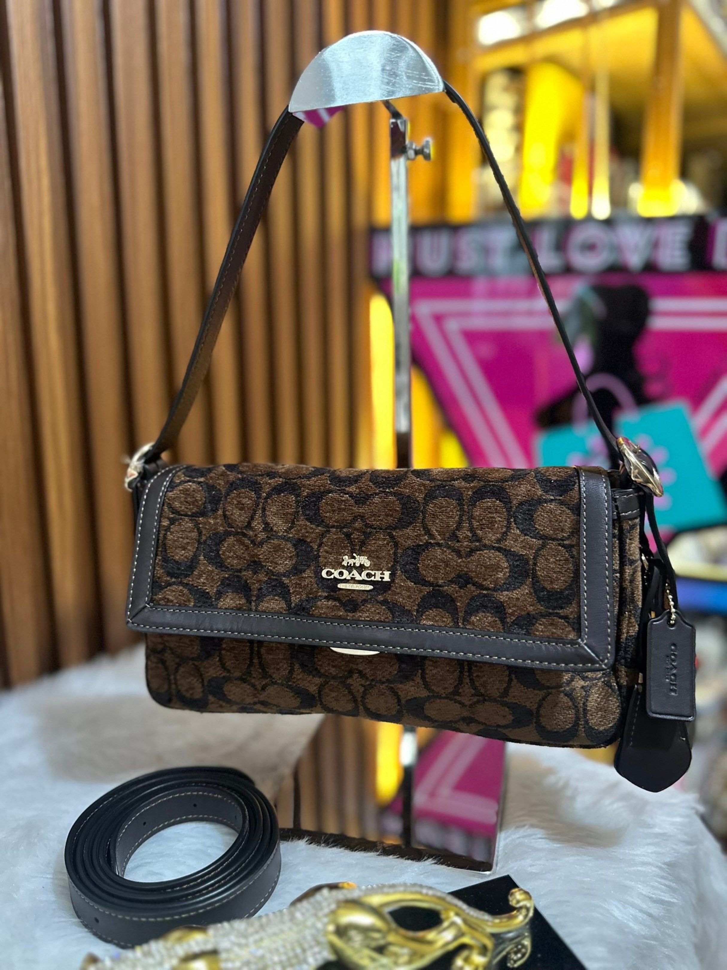 💯Orig C0ACH Etta Small Flap Shoulder in Signature Chenille, Luxury ...