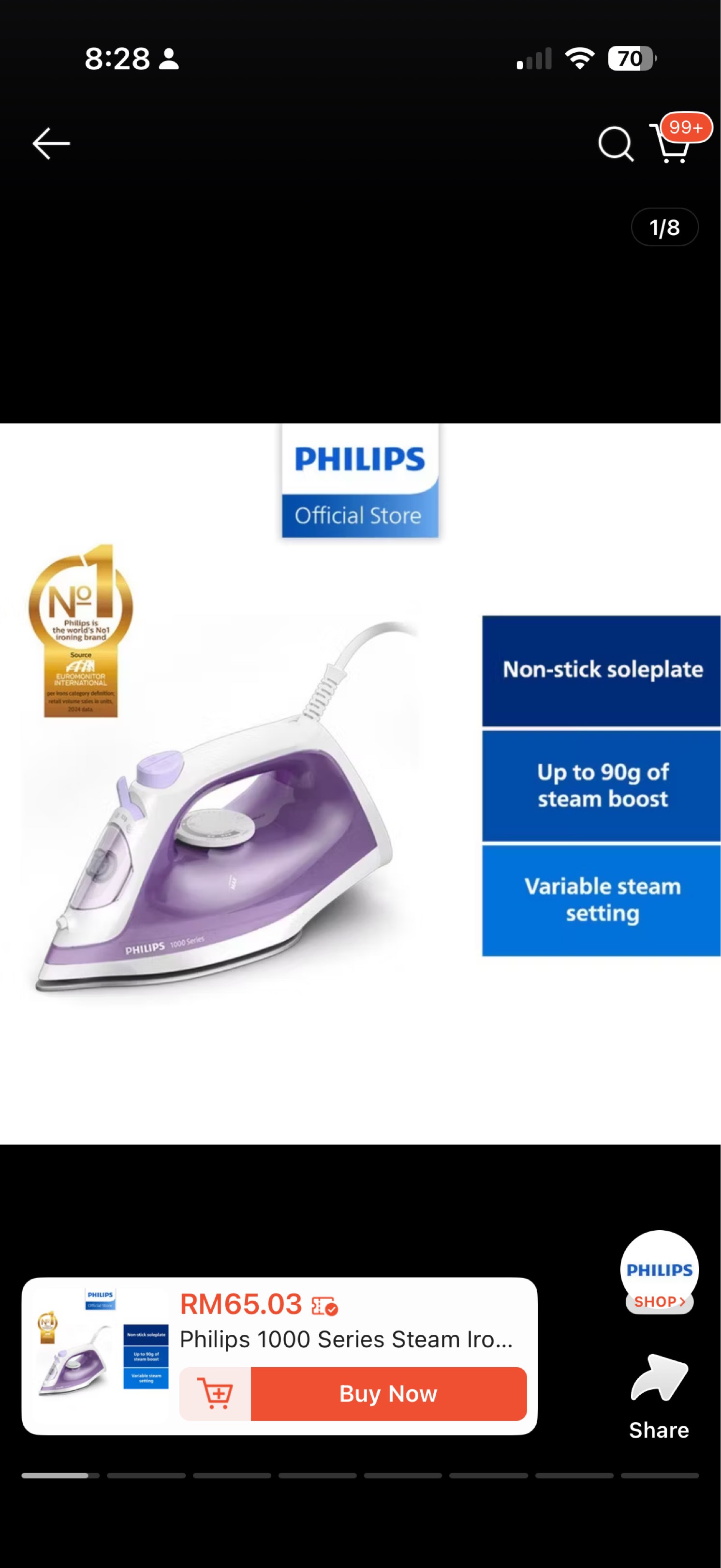 Philips 1000 Series Steam Iron, TV & Home Appliances, Irons & Steamers ...