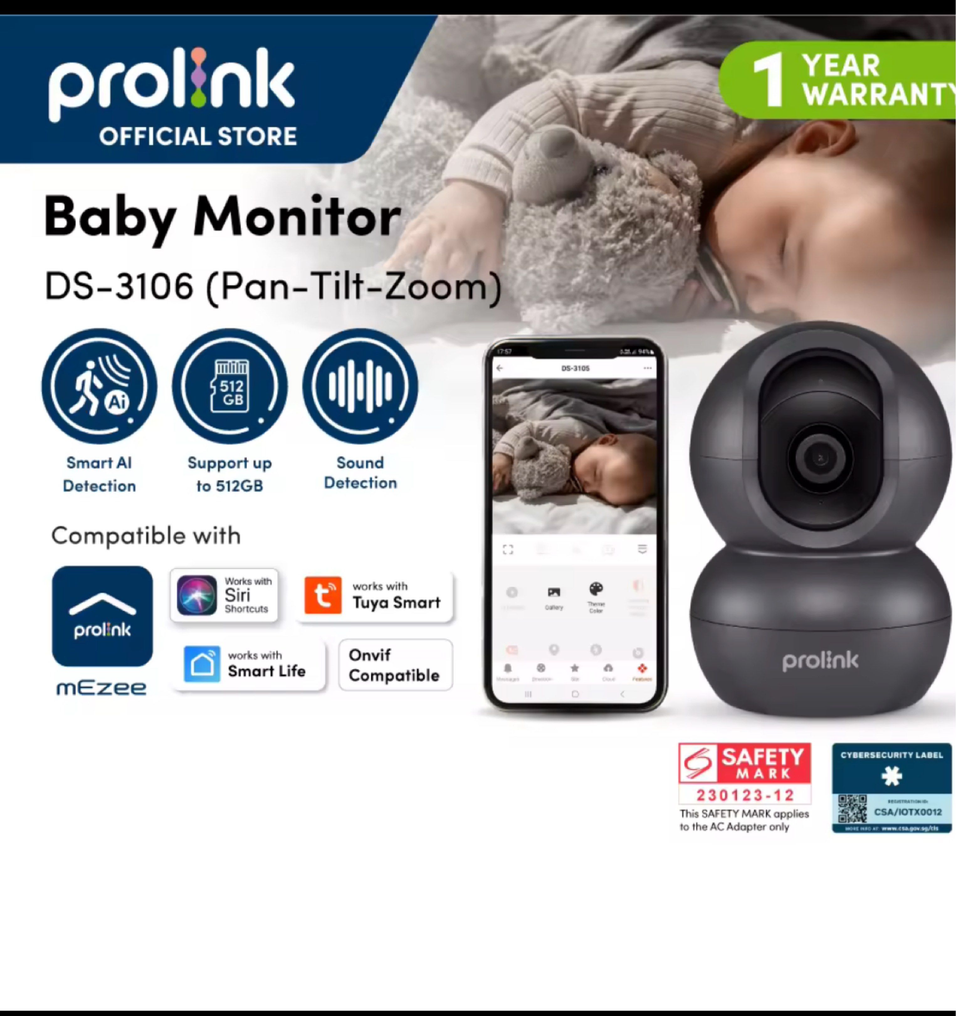 Prolink DS-3106 Baby Monitor (Pan-Tilt-Zoom), Babies & Kids, Baby ...