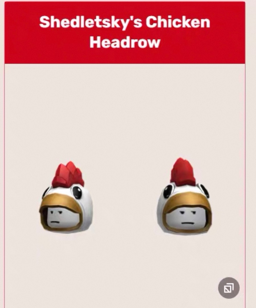 Roblox toy code virtual item Chicken Headrow, Video Gaming, Gaming ...