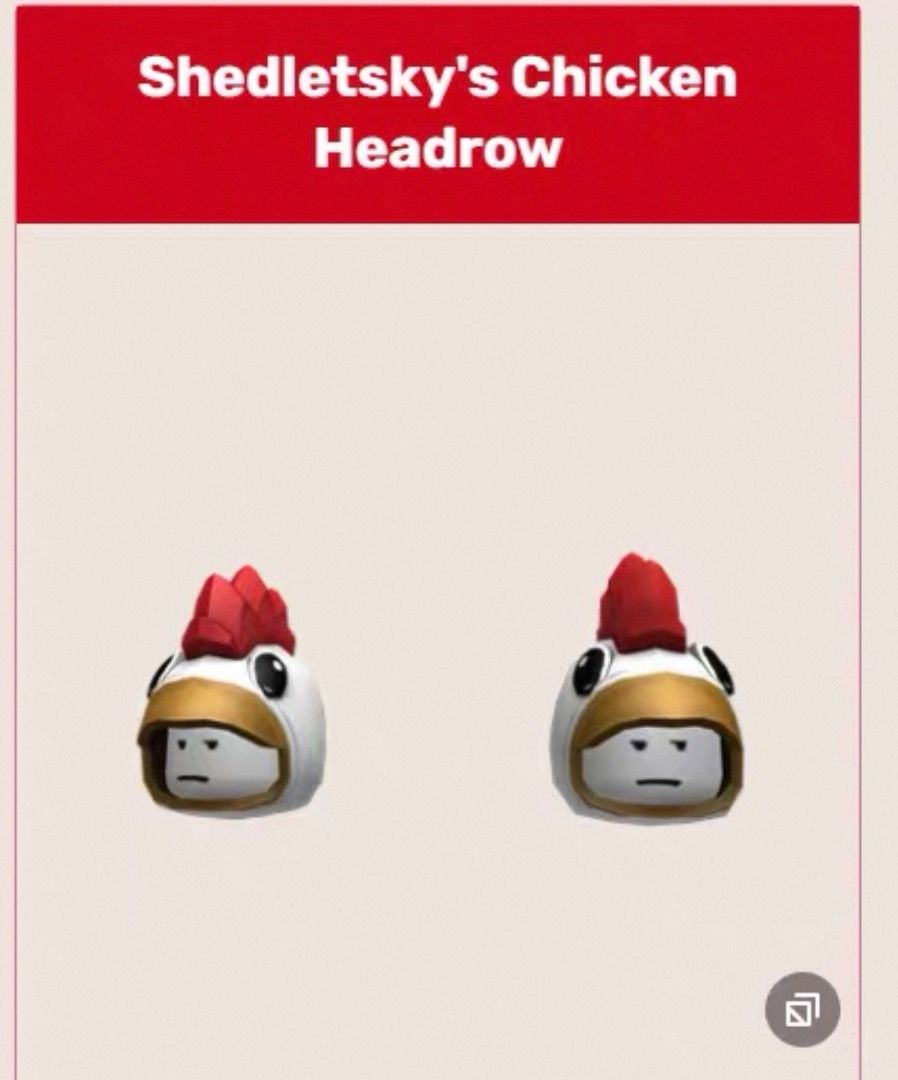 Roblox toy code virtual item Chicken Headrow, Video Gaming, Gaming ...