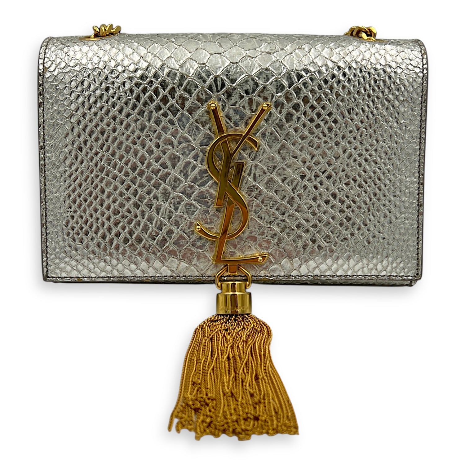 Saint Laurent Kate Crossbody Bag Gold in Python Leather, Gold hardware ...
