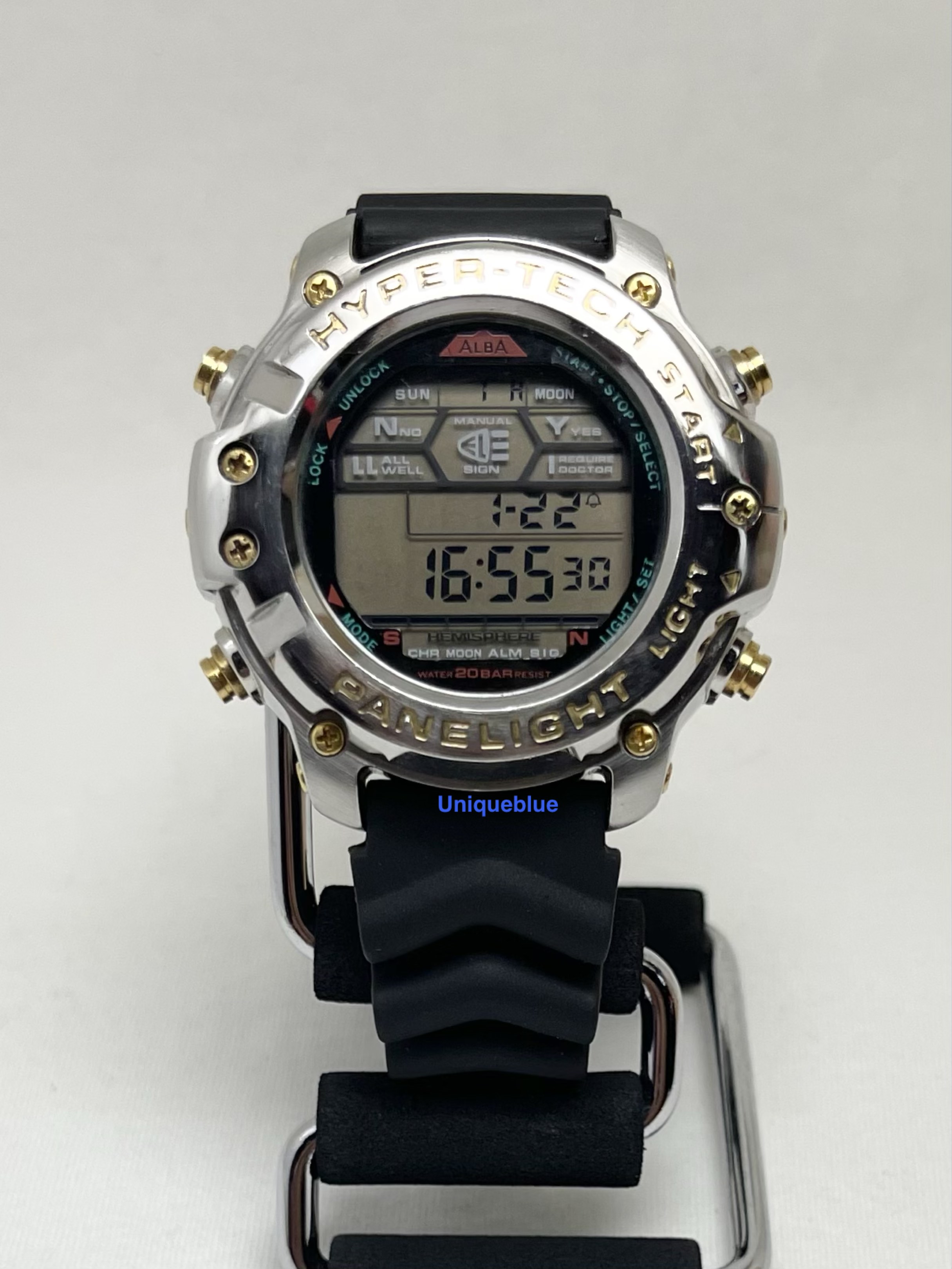 Seiko Alba Hyper Tech W820 Panelight Moon Age Steel Case Vintage, Men's ...