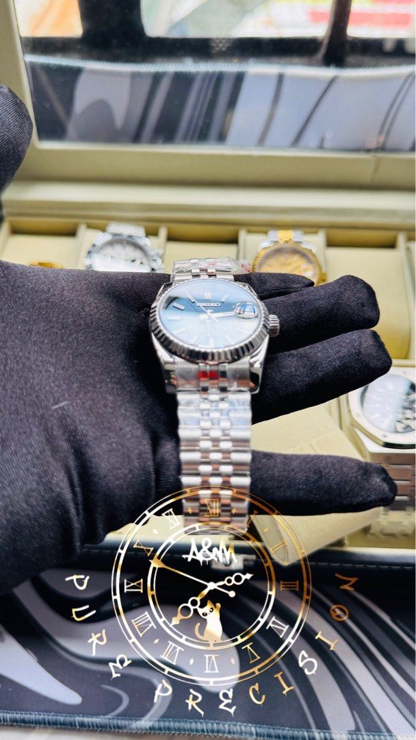 Seiko Mod Datejust Sunburst Blue, Men's Fashion, Watches & Accessories ...