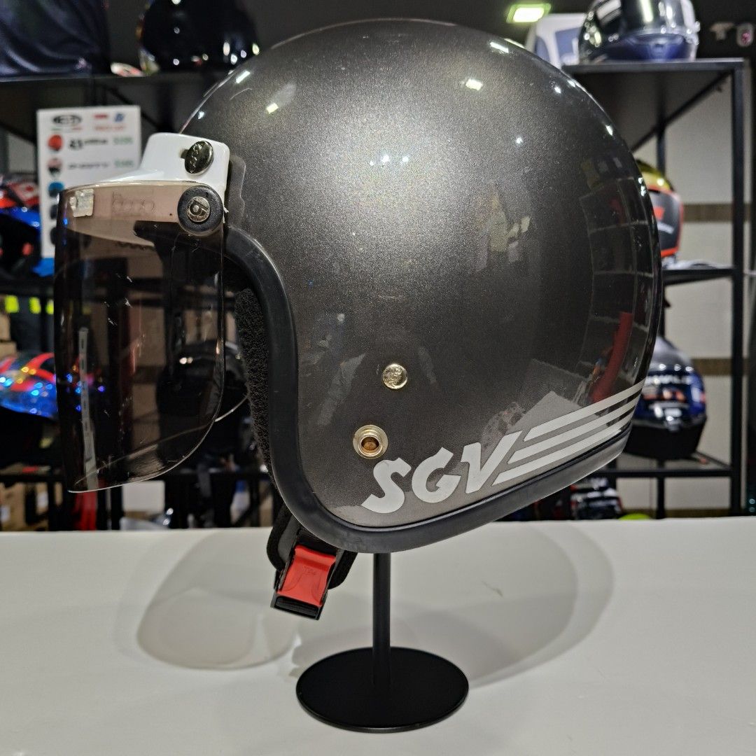 SGV METALLIC GREY HELMET, Motorcycles, Motorcycle Apparel on Carousell