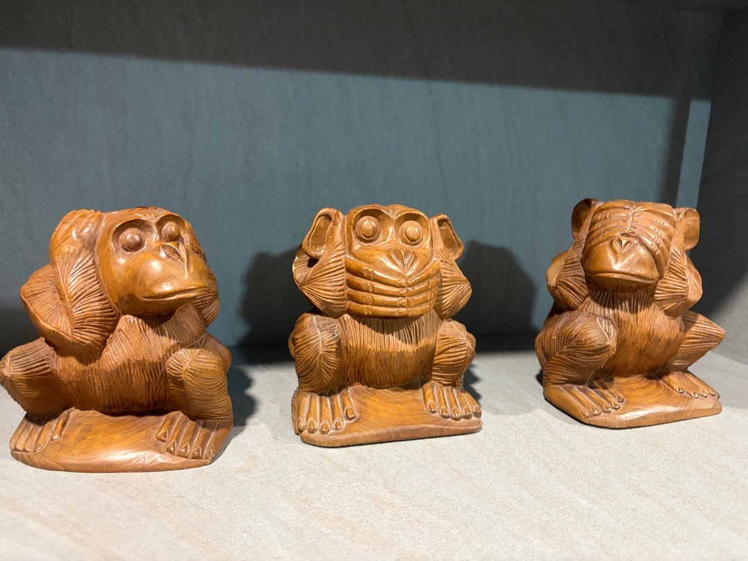 Solid Thick Wood Monkey, See no evil, hear no evil, speak no evil ...