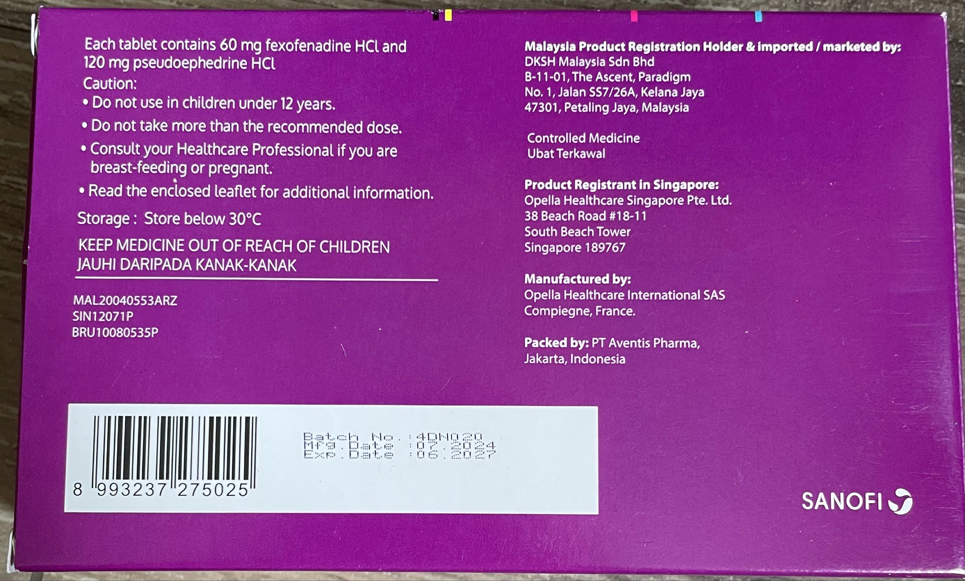 Telfast-D 60mg/120mg Allergy Relief, Health & Nutrition, Health ...