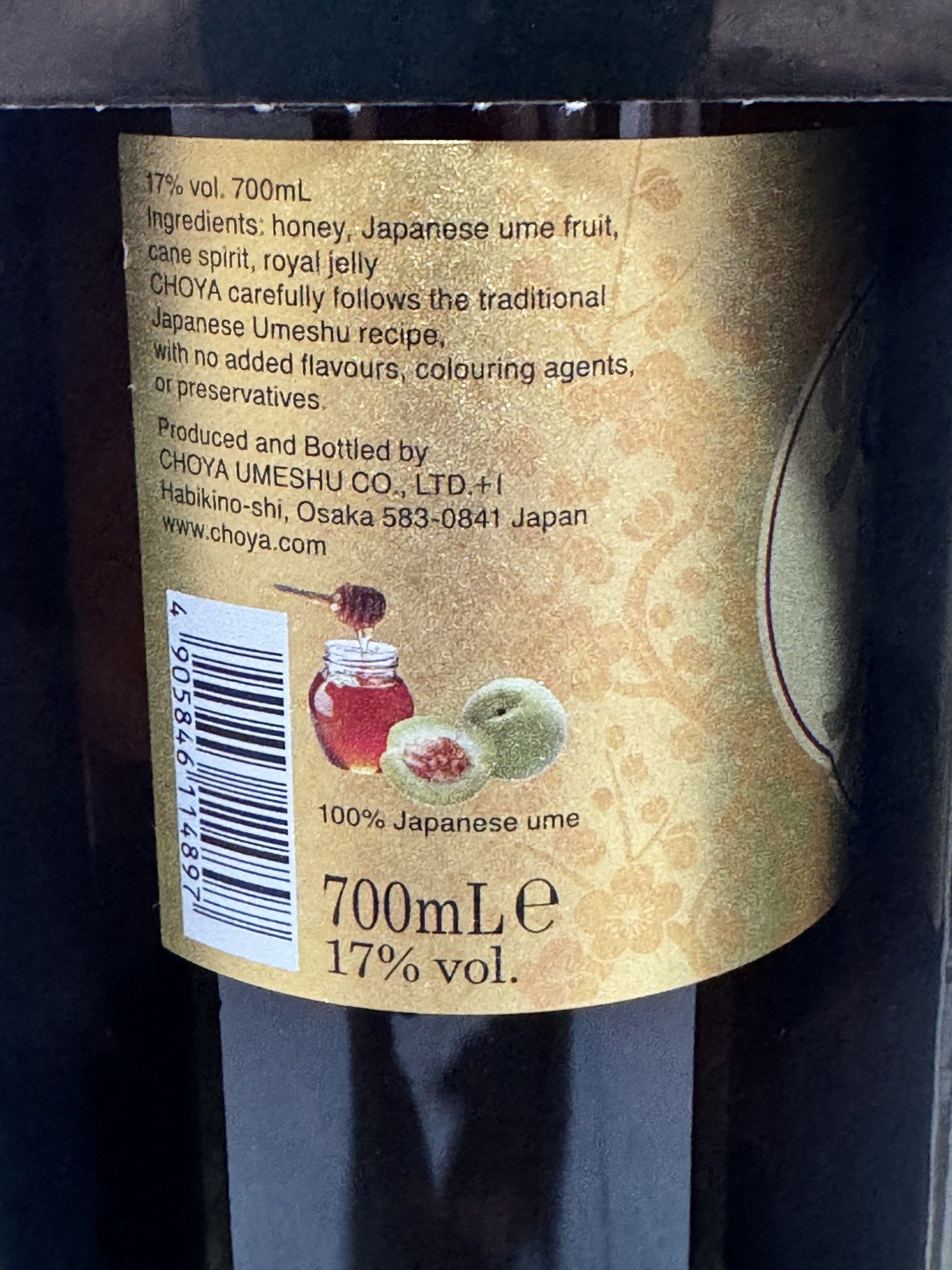 The Choya Royal Honey Ume Fruit Liqueur 700ml, Food & Drinks, Alcoholic ...