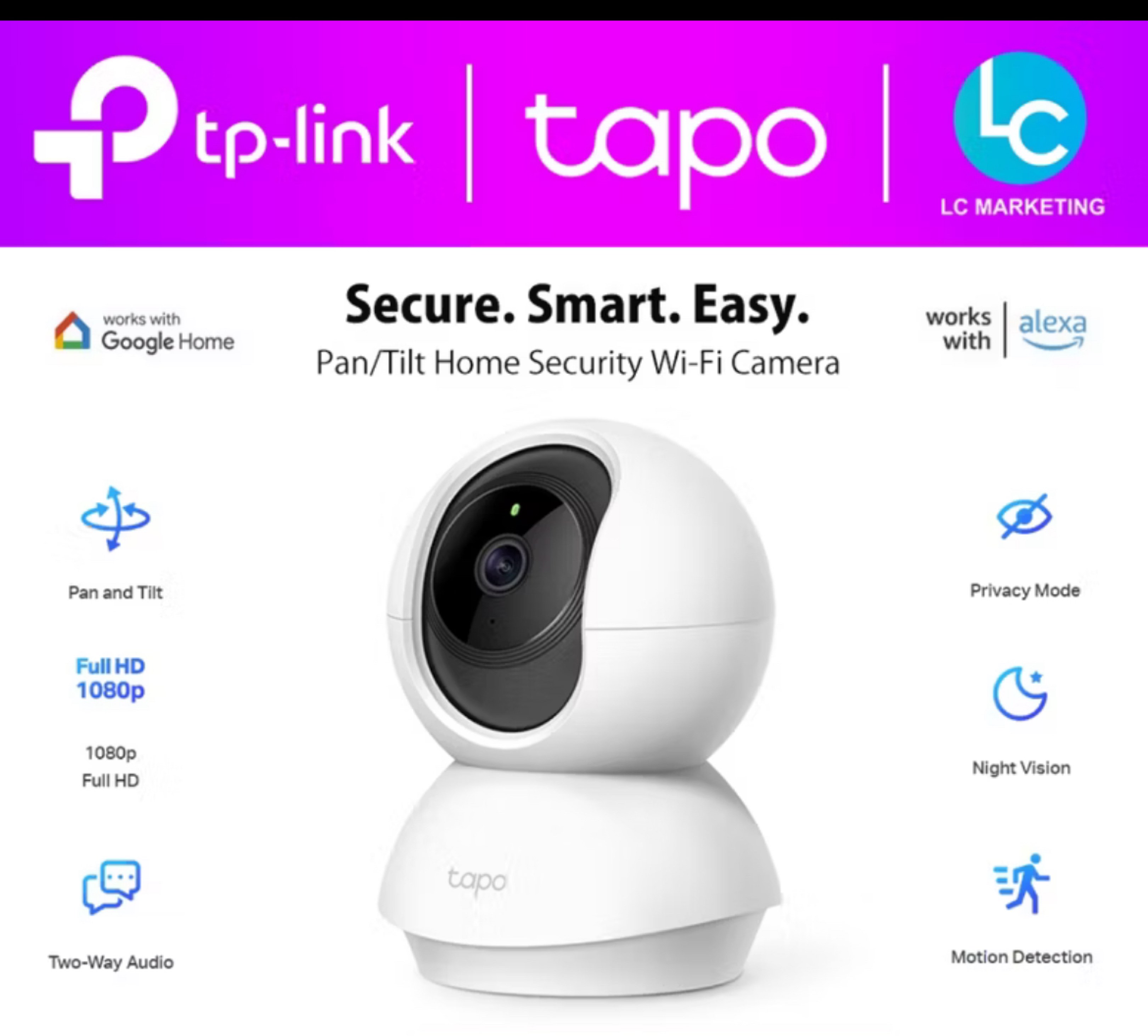 TP-Link Tapo C200C Full HD Pan / Tilt Wireless WiFi CCTV Home Security ...
