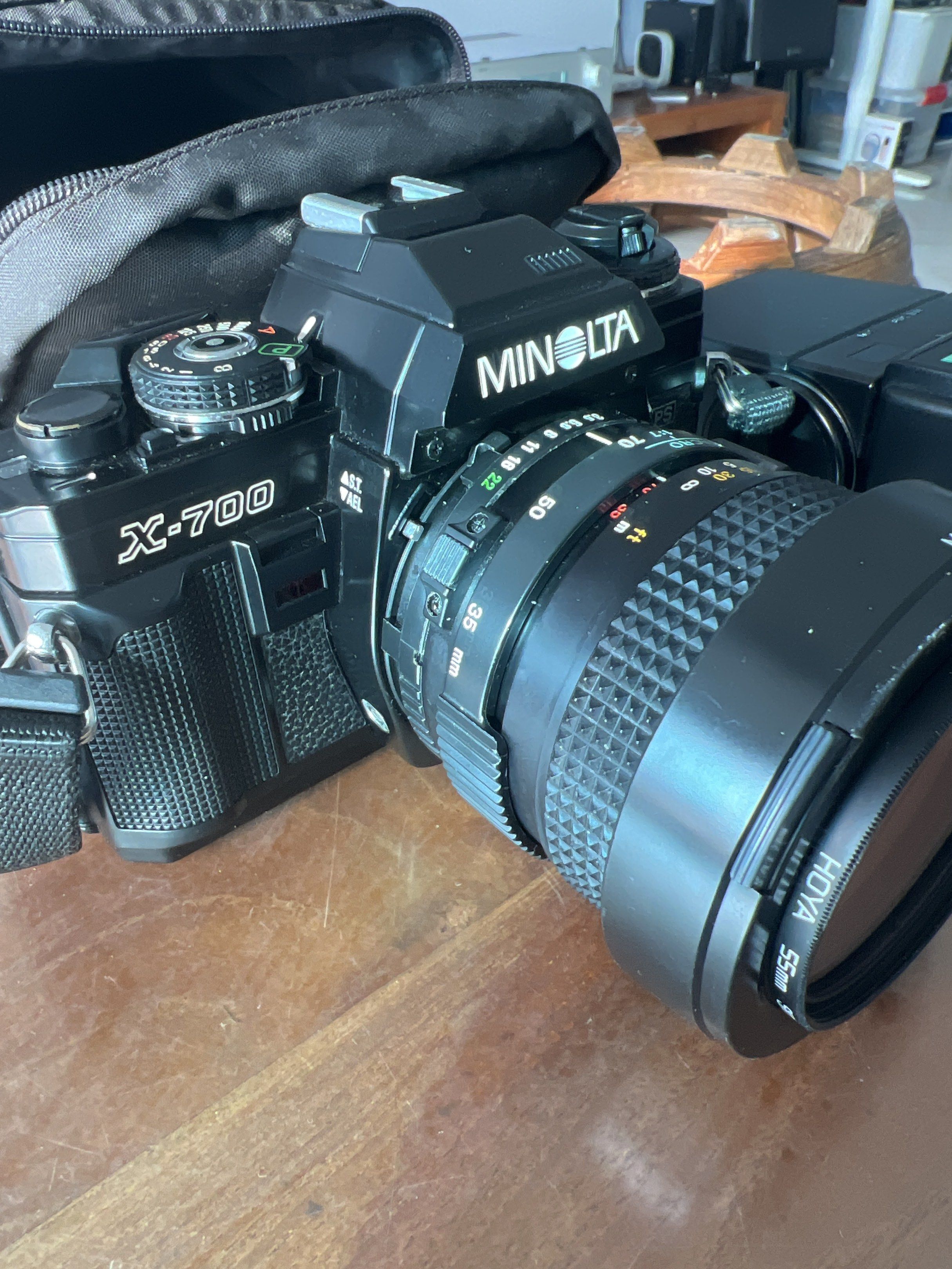 Vintage Minolta x700 Camera Set with Flashlight & Bag and Flash As-is ...