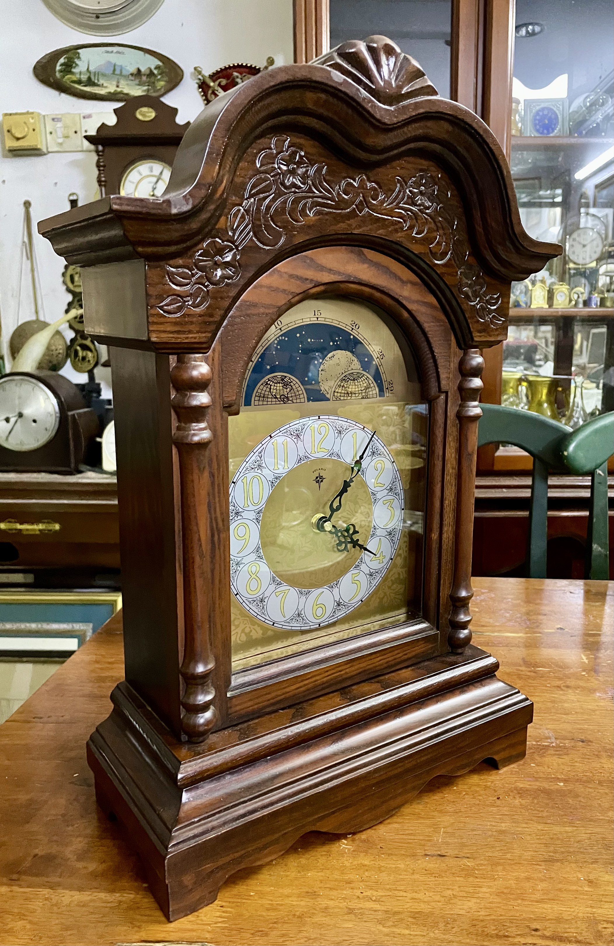 Vintage Polaris ( USA ) Wooden Mantel Clock Hand Carved / Youngtown ...