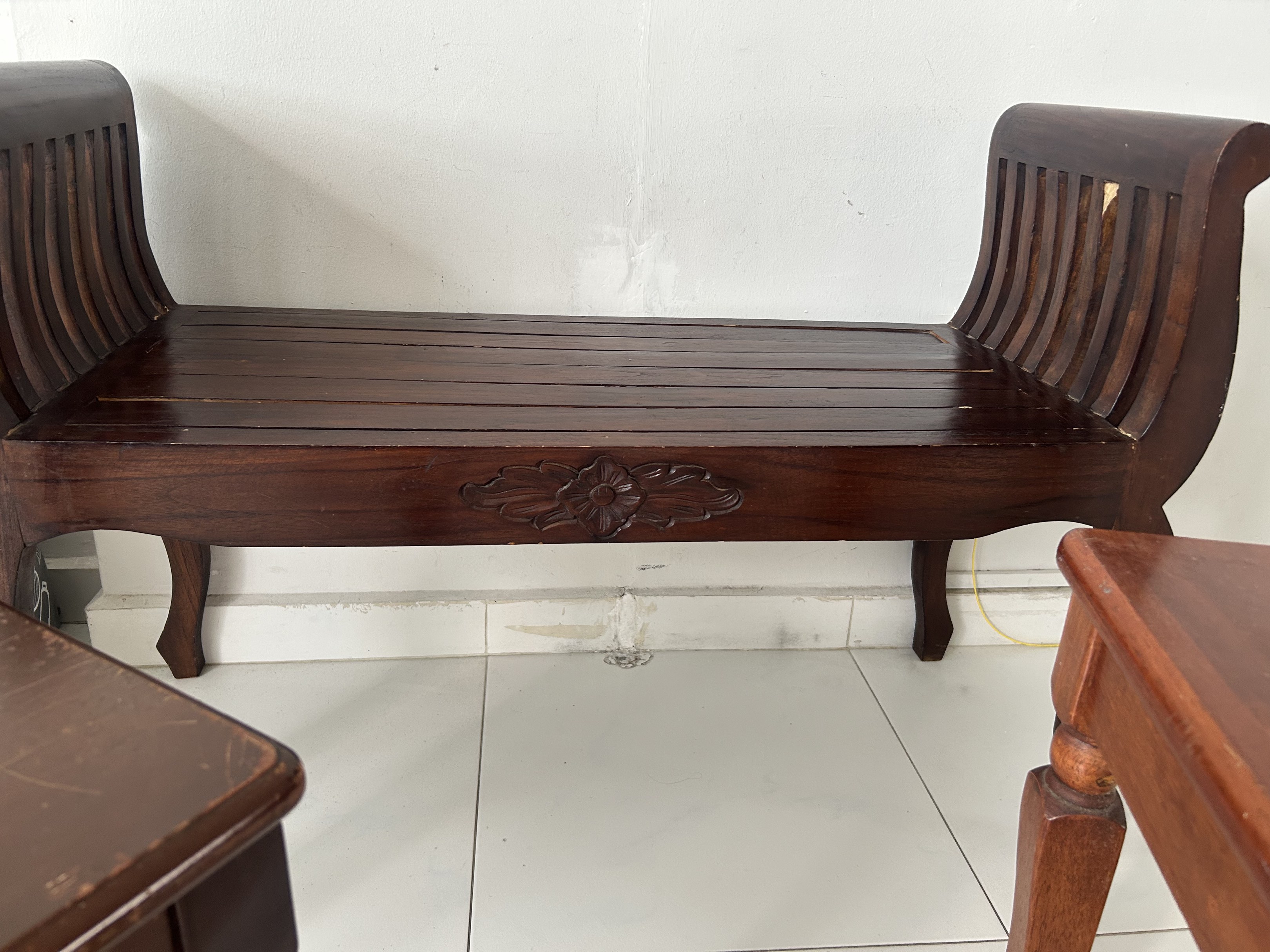 Vintage Wooden Bench and Side Tables Set, Furniture & Home Living ...