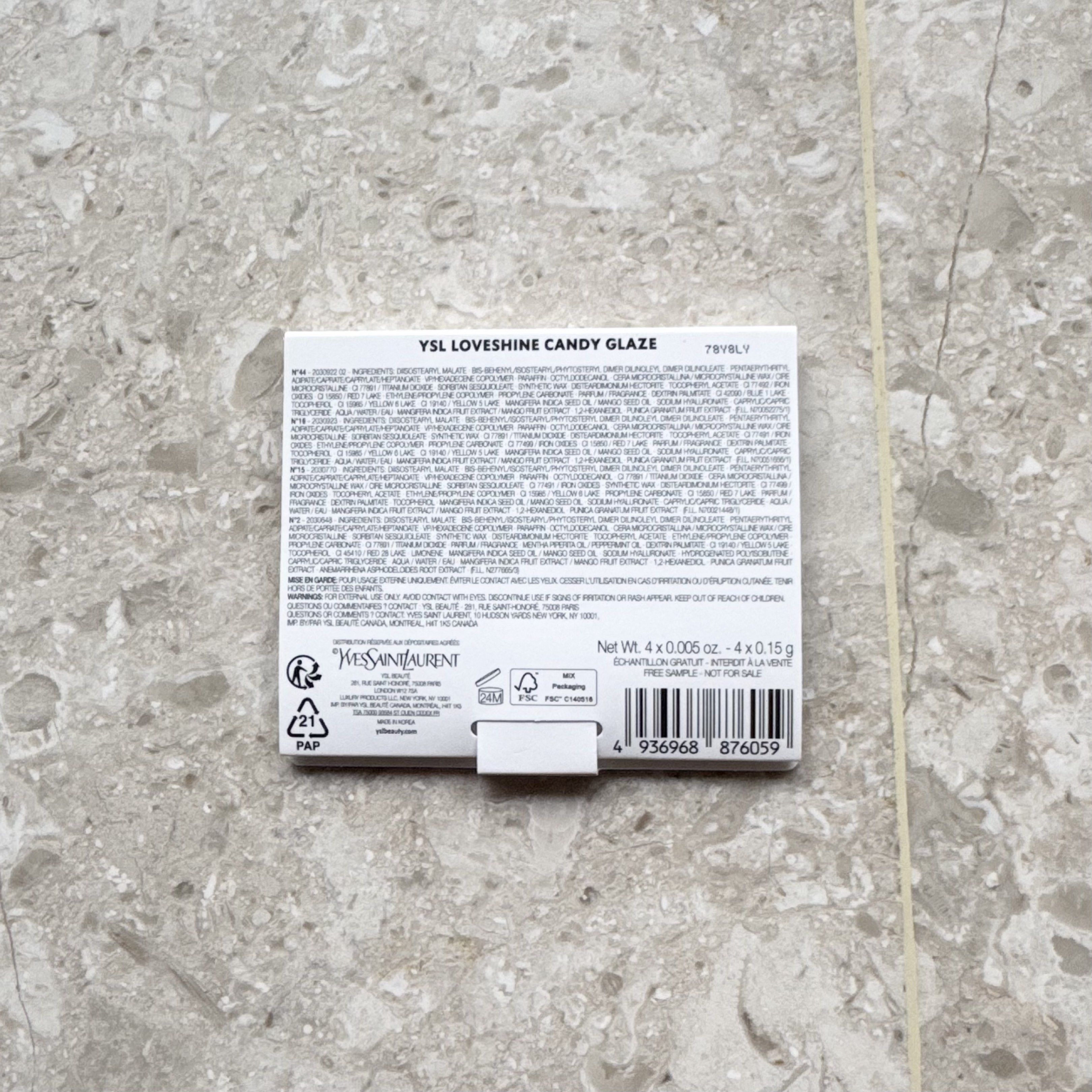 YSL Loveshine Candy Glaze Tester Sample Kit, Beauty & Personal Care ...