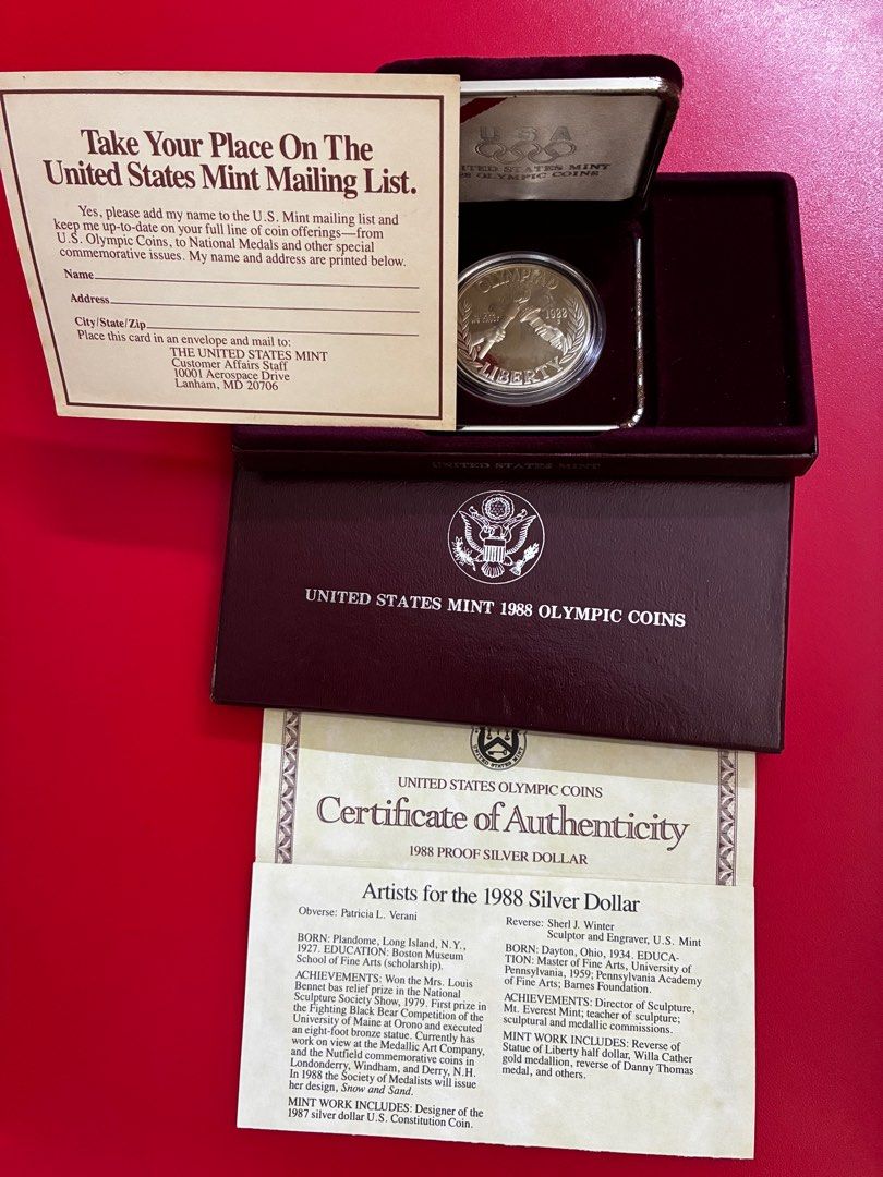 1988 US Olympic Silver Dollar Proof Coin, Hobbies & Toys, Memorabilia ...