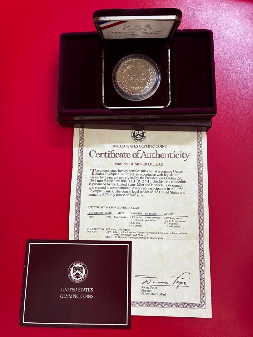 1988 US Olympic Silver Dollar Proof Coin, Hobbies & Toys, Memorabilia ...
