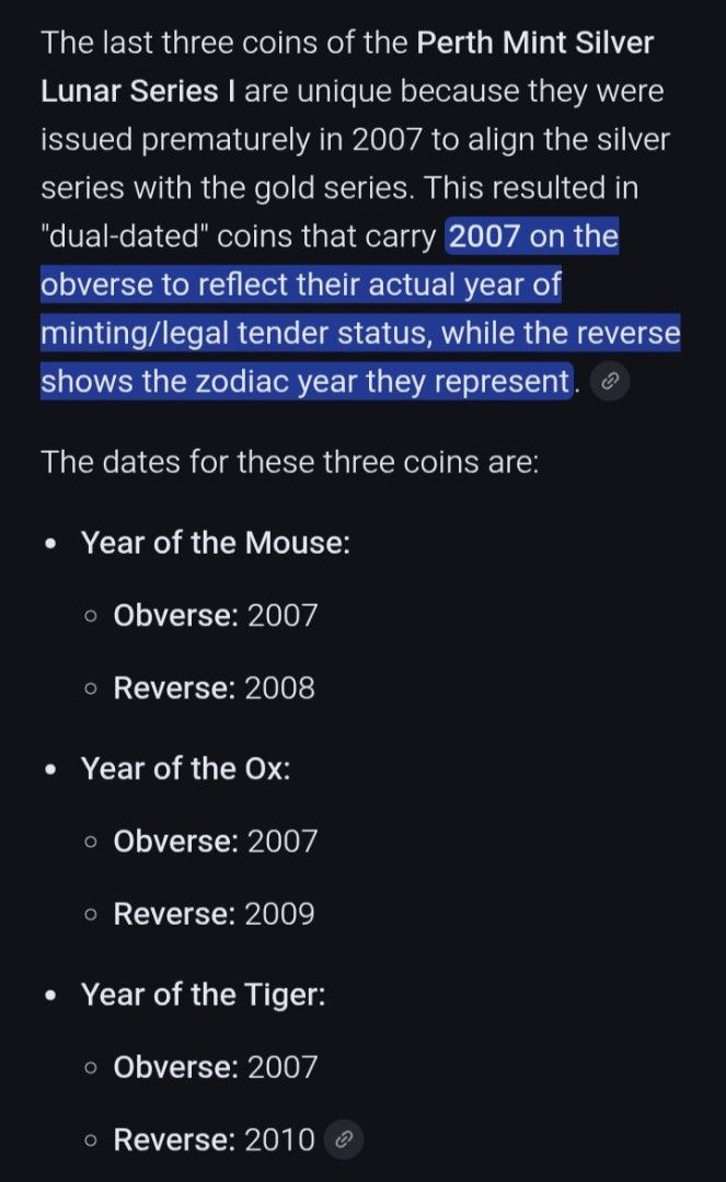 2007 /2008 Perth Mint Lunar Mouse 1oz Silver Coin Series 1, Hobbies ...