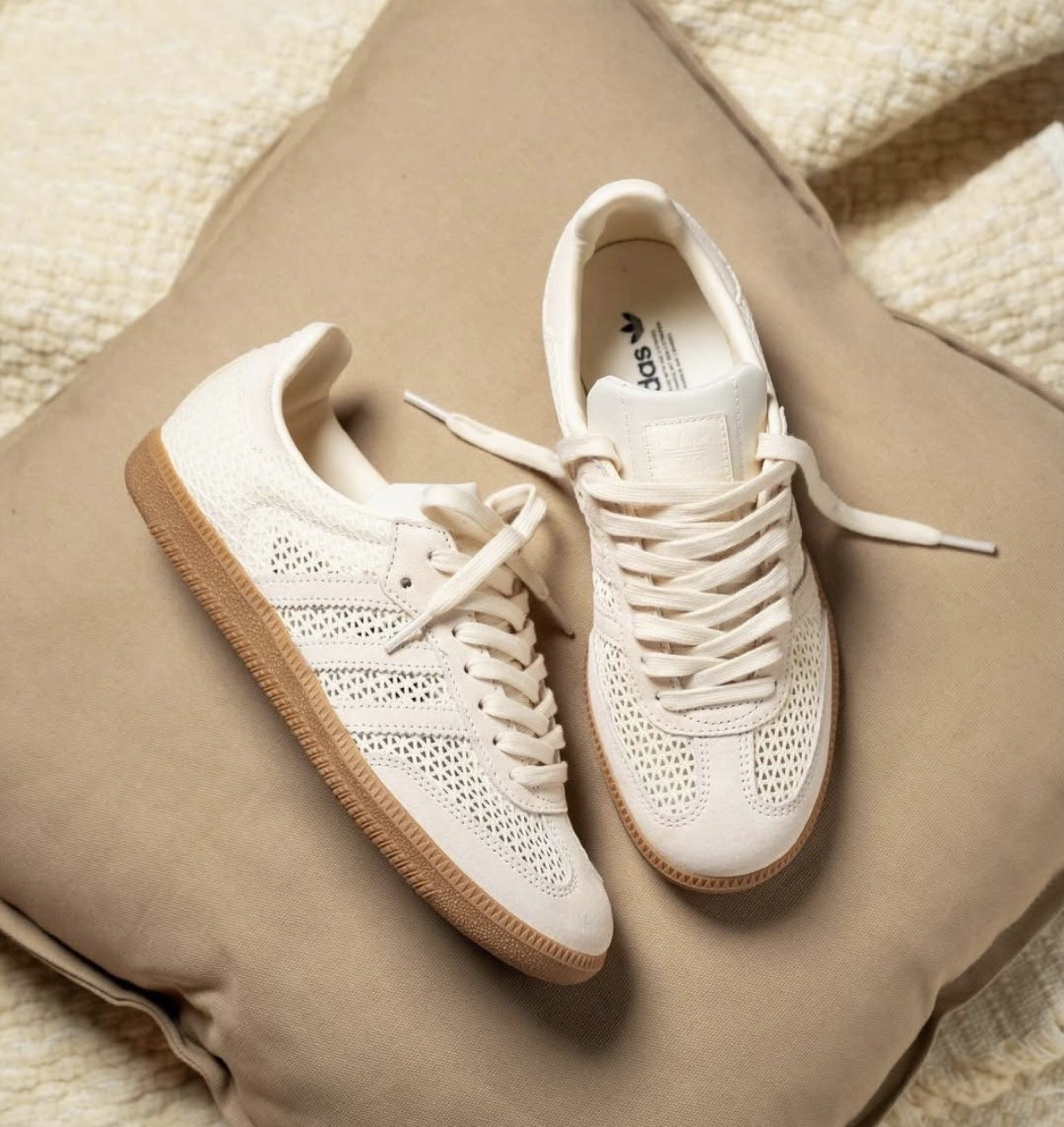 Adidas Samba OG Perforated Cream White Sneakers, Women's Fashion ...