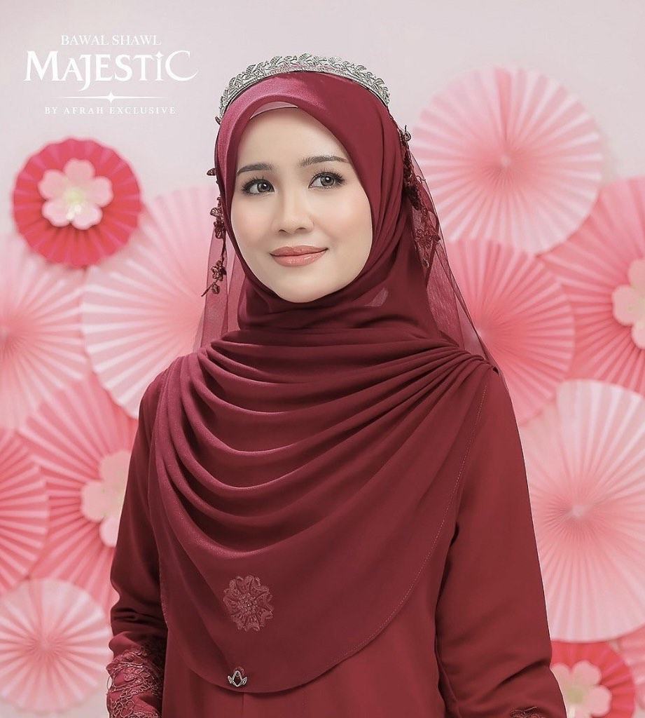 (NEW) Afrah Exclusive Bawal Shawl Majestic (Maroon) & Inner Neck Osaka ...