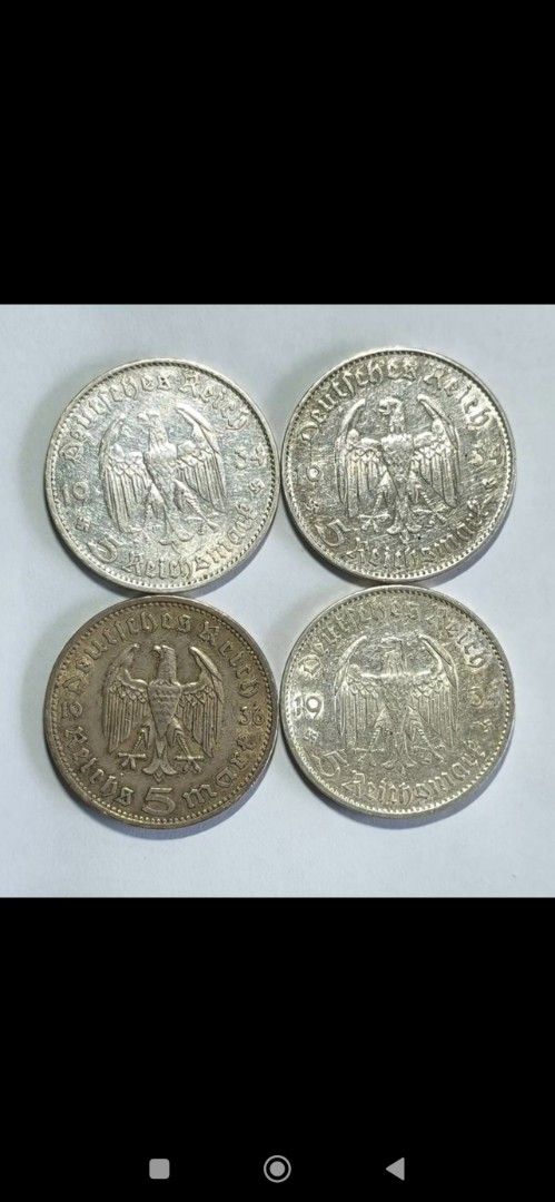 AT SPOT nazi 5 reichsmark silver old interwar era German coins Germany ...