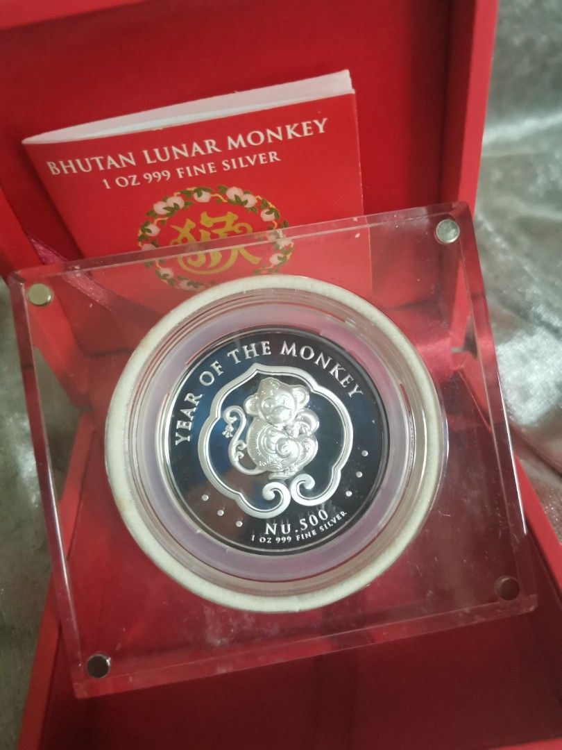 Bhutan Lunar Monkey 1 oz 999 Fine Silver Coin, Hobbies & Toys ...
