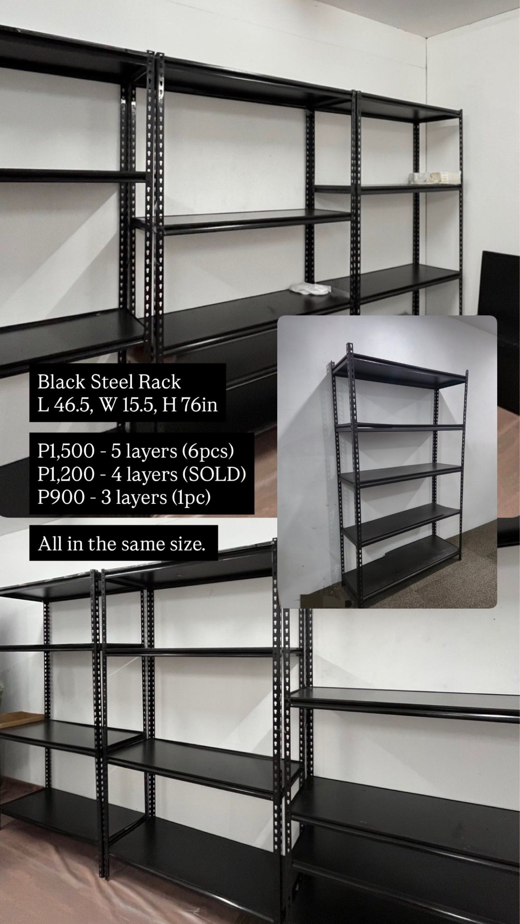 Black Steel Rack - 5 Layers, Furniture & Home Living, Furniture ...