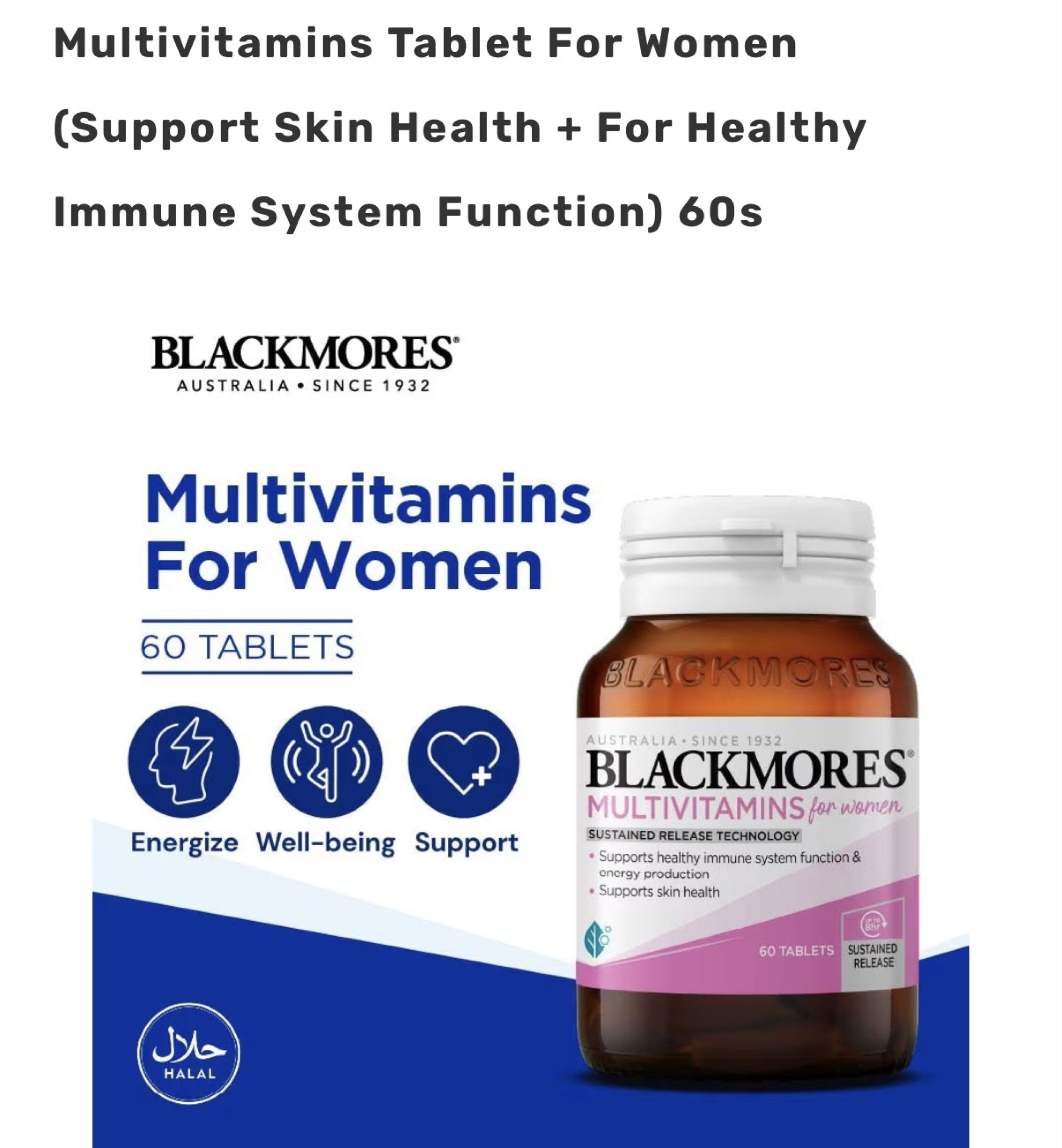 Blackmores Multivitamins for Women - 60 Tablets, Health & Nutrition ...