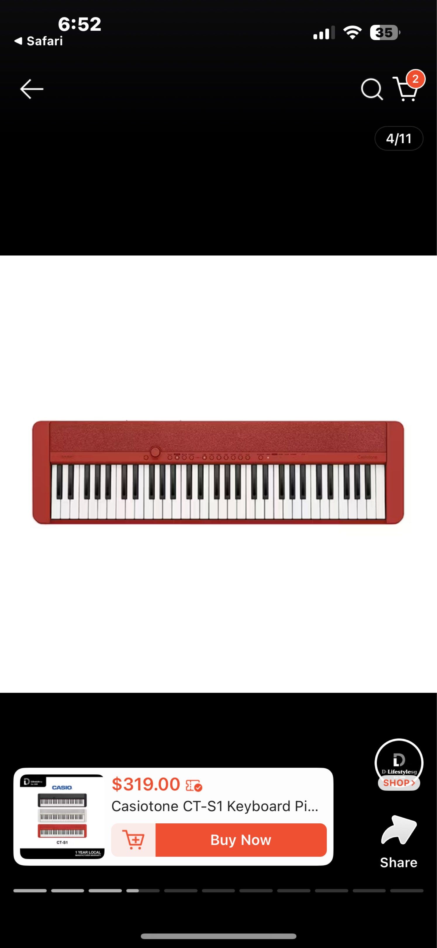 Casio Casiotone CT-S1 Keyboard Piano - Red, Hobbies & Toys, Musical ...