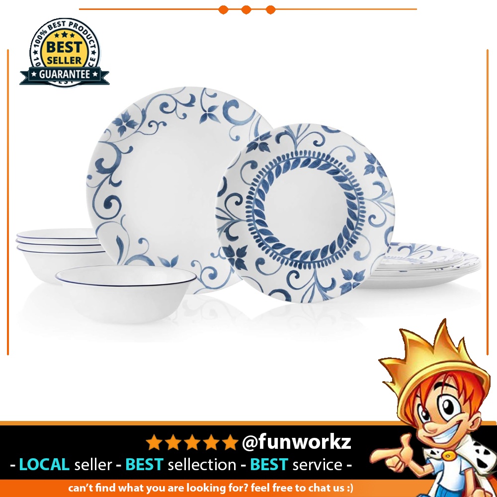 Corelle 12-Piece Dinnerware Set Service for 4, Chip Resistant, Glass ...