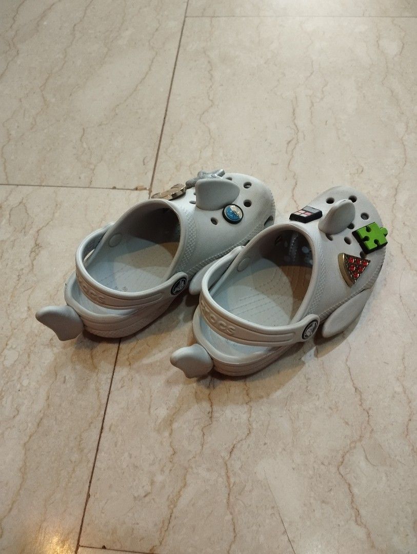 Crocs Shark Clogs with Jibbitz Charms, Babies & Kids, Babies & Kids ...