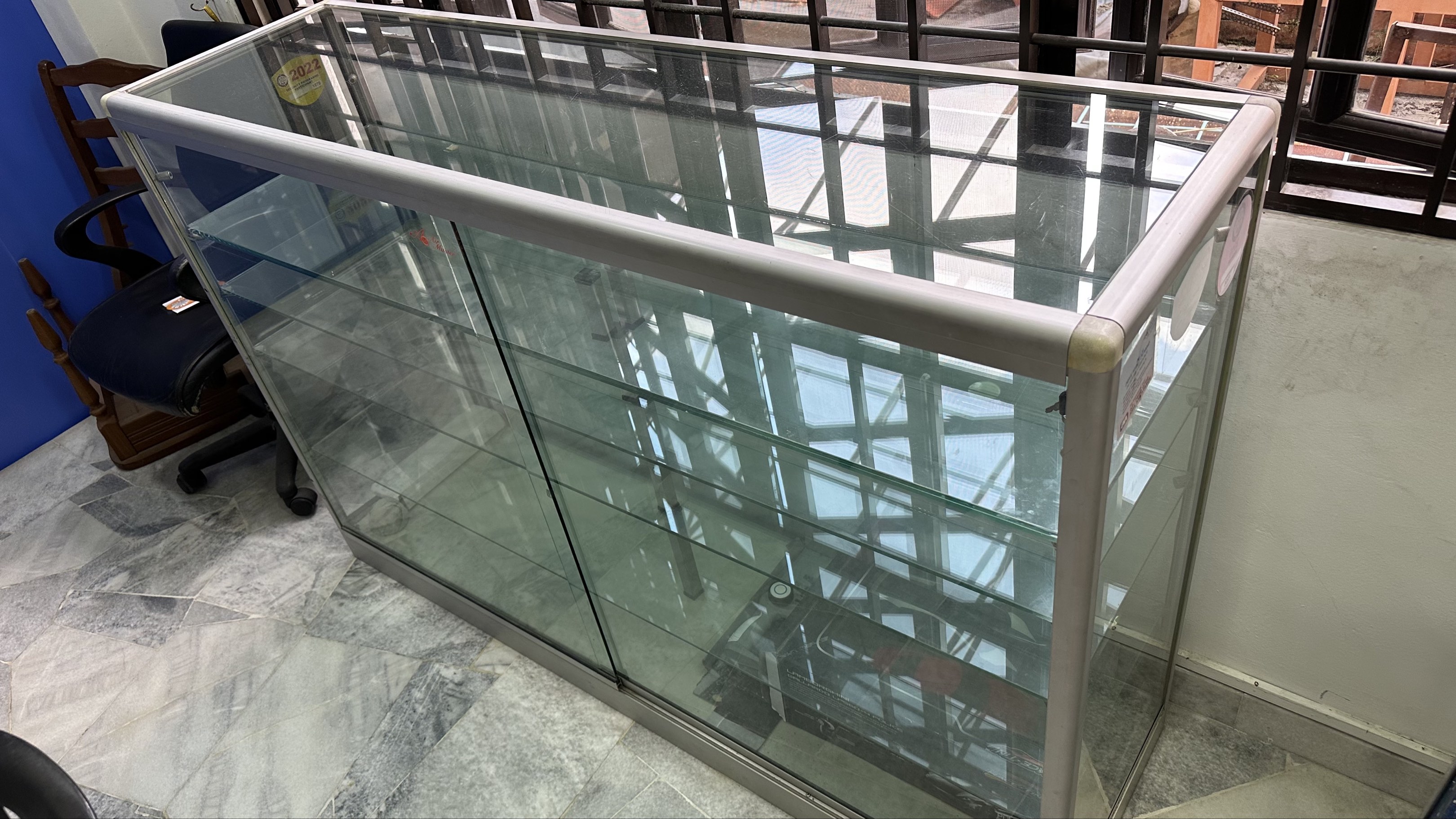 Glass Display Cabinet with Sliding Doors, Furniture & Home Living ...