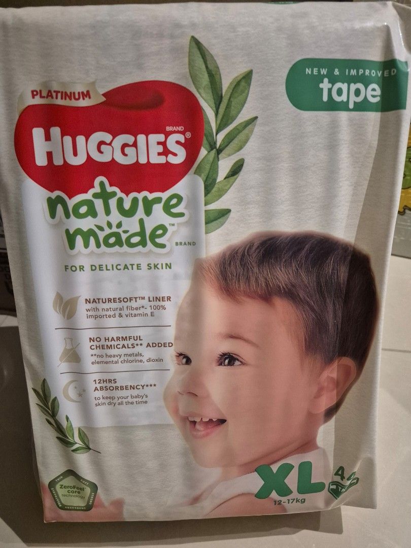 Huggies Nature Made Platinum XL Diapers (Tape), Babies & Kids, Bathing ...