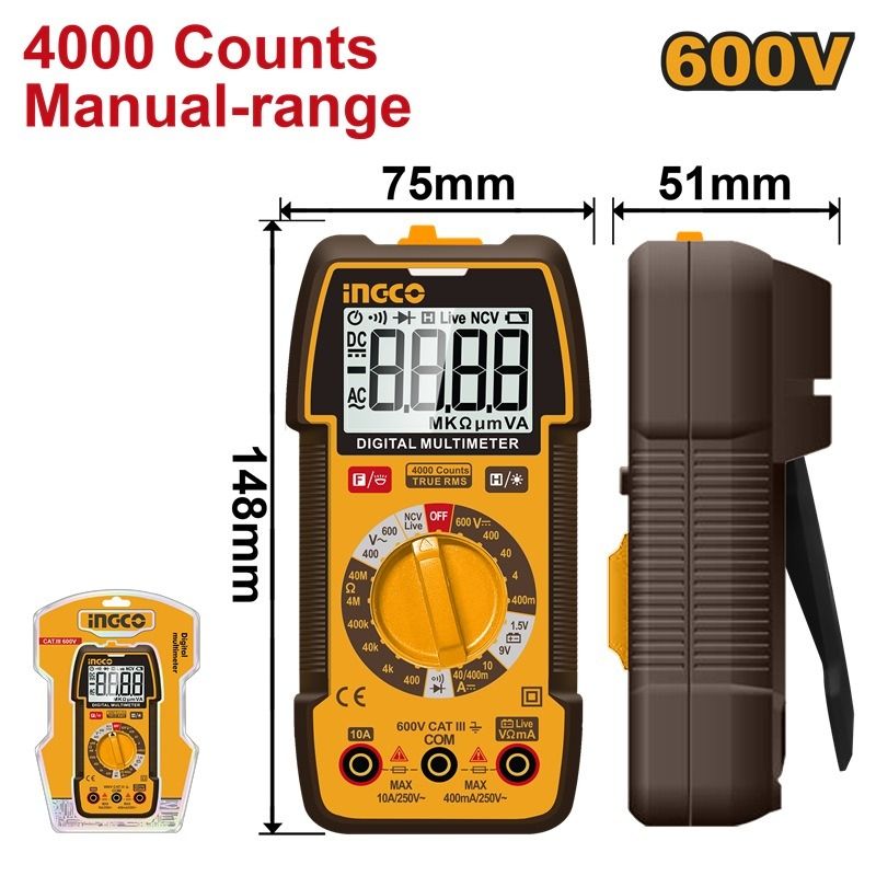 INGCO DIGITAL MULTIMETER | AC/DC VOLTAGE, DC CURRENT & RESISTANCE ...
