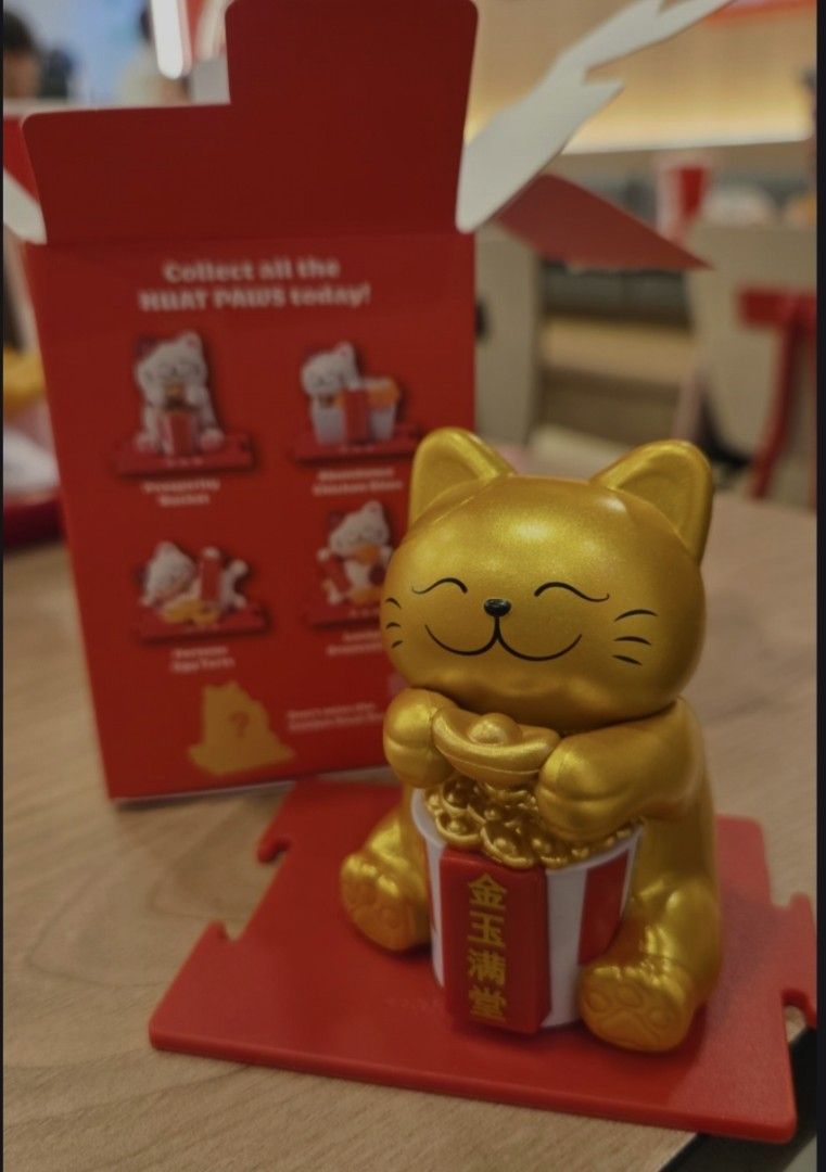 Kfc Huat Paws fortune cat- Secret Golden Huat Bucket, Hobbies & Toys ...