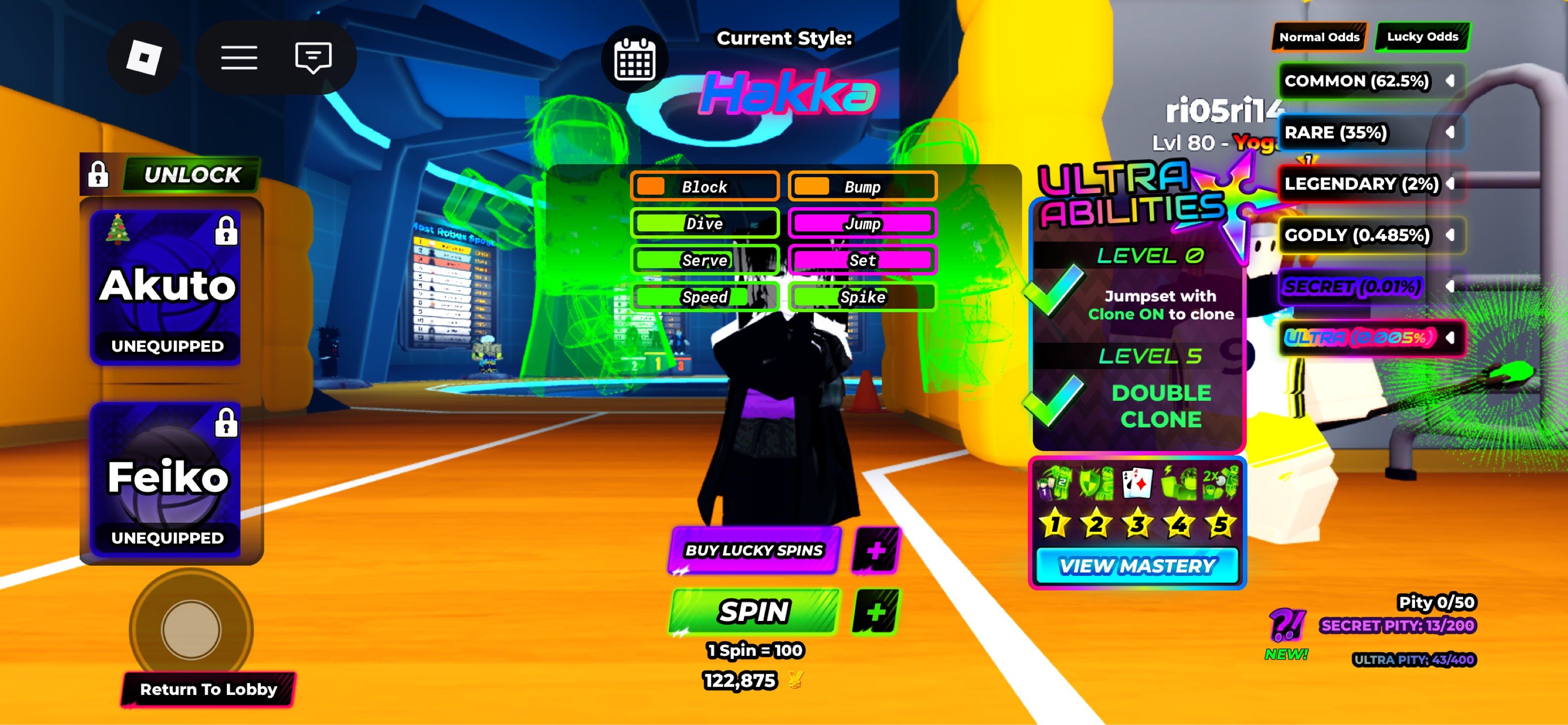 Level 5 Hakka VIP volleyball legends account (has roblox accessories ...