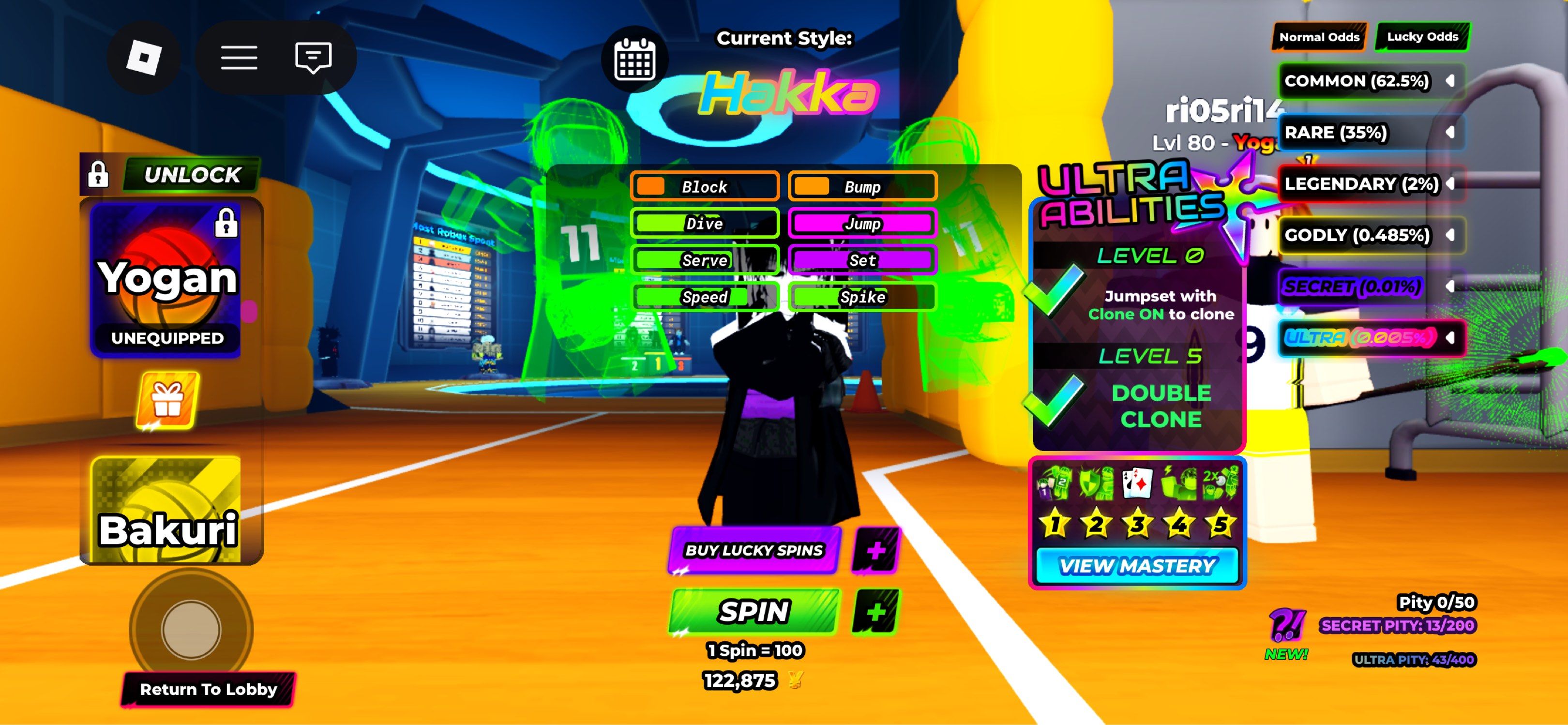 Level 5 Hakka VIP volleyball legends account (has roblox accessories ...