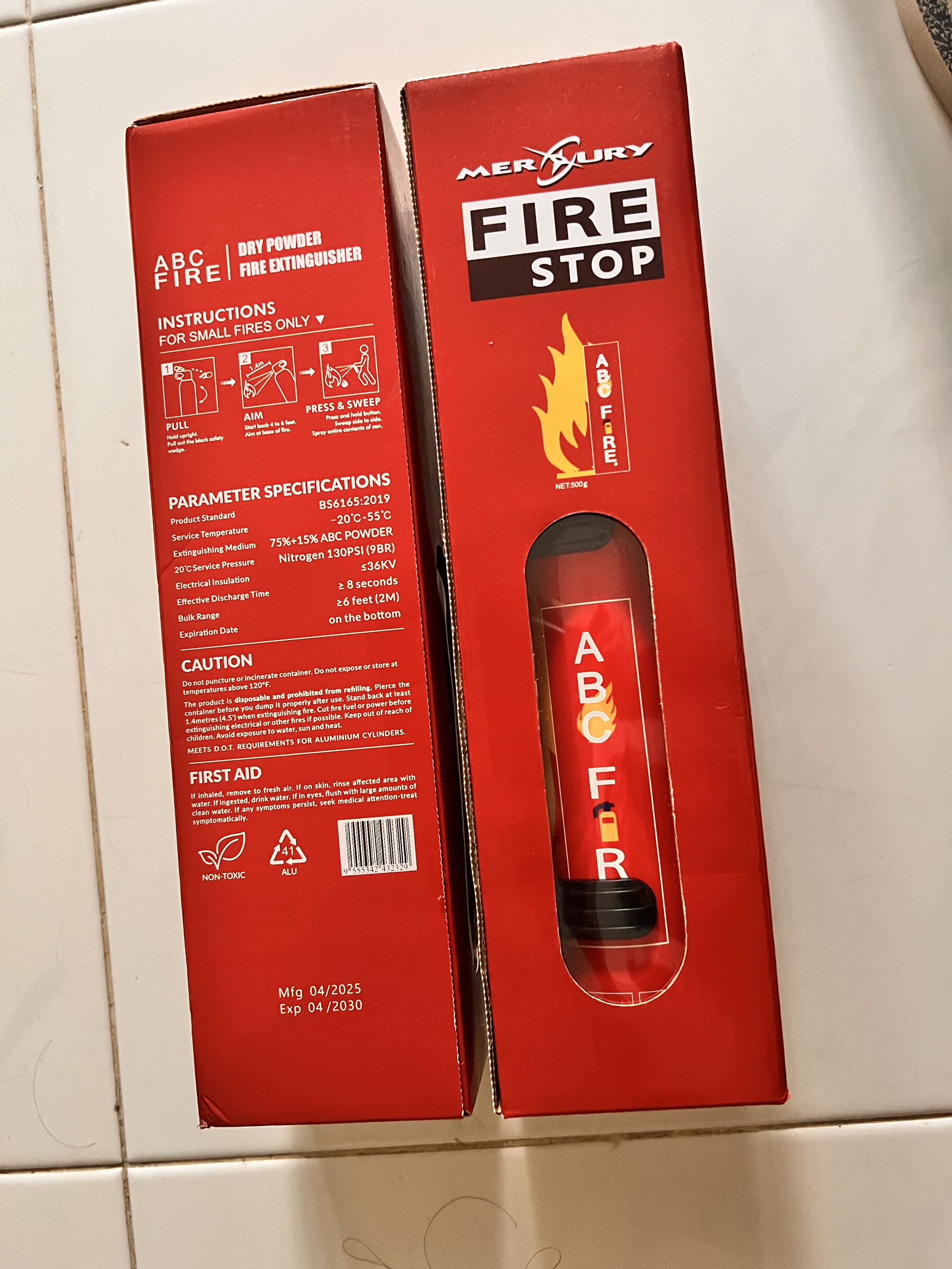 Mercury Fire Stop ABC Dry Powder Fire Extinguisher, Furniture & Home ...