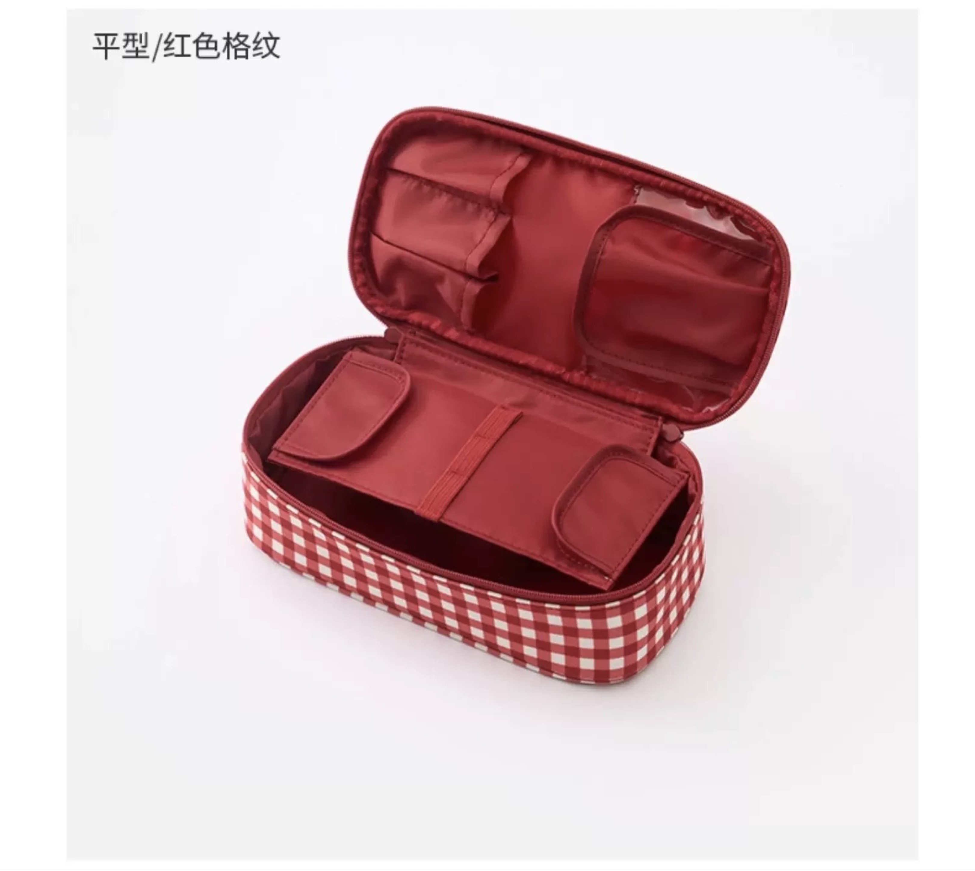 Muji Makeup Pouch in Red Checks (BRAND NEW), Beauty & Personal Care ...