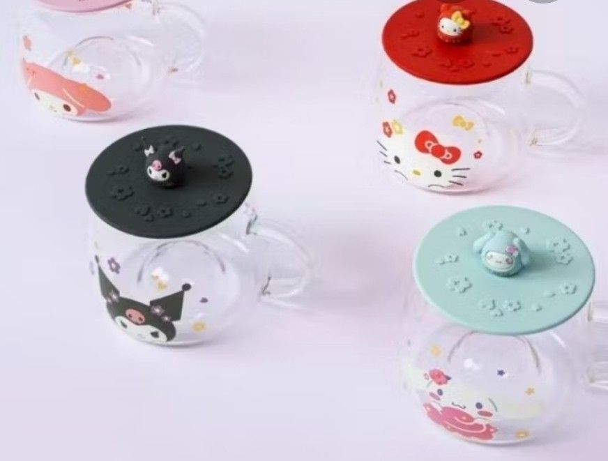 Sanrio Character Glass Mug with Lid, Everything Else on Carousell